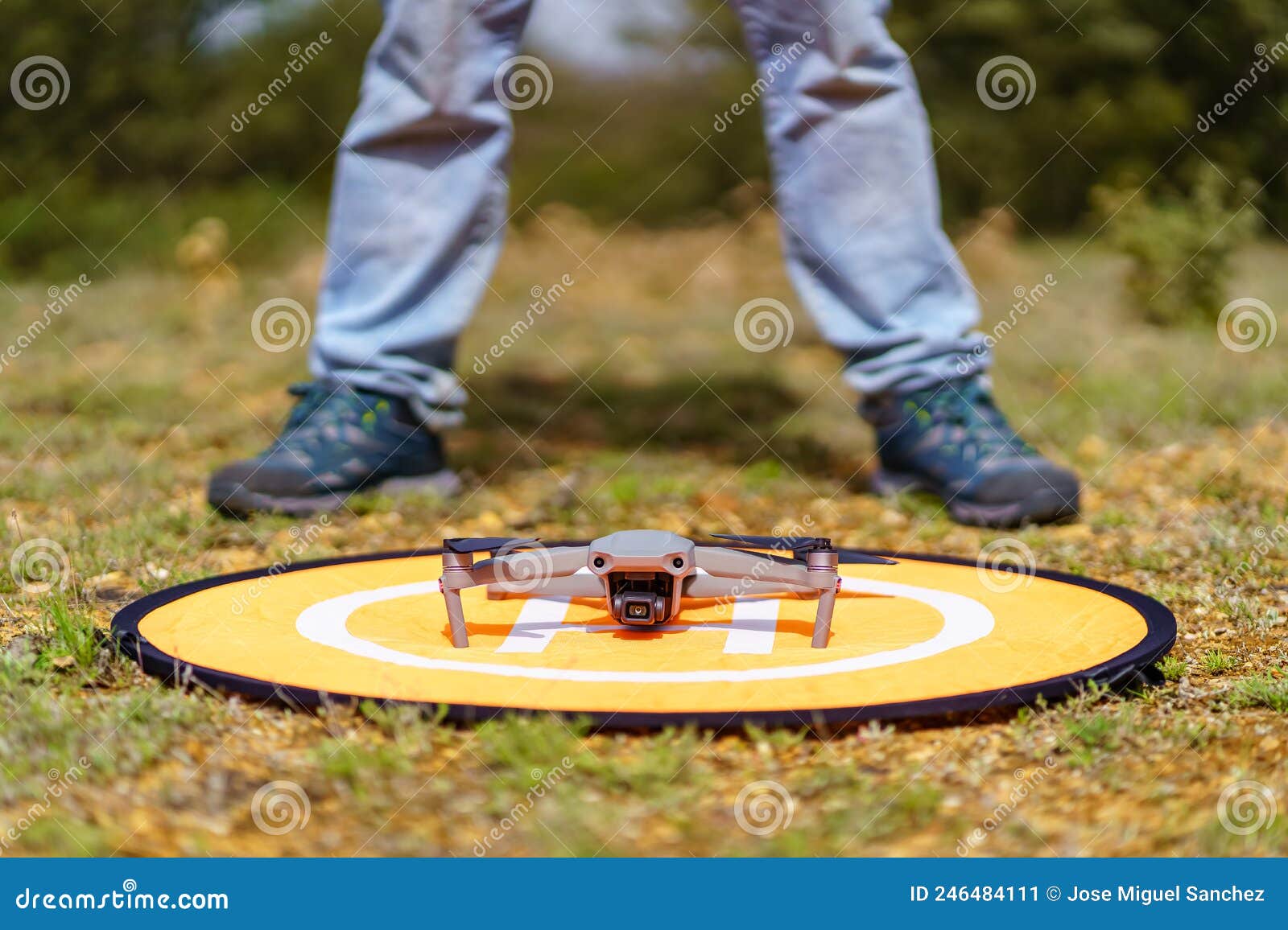 Drone Prepared on the Runway To Start the Flight. Stock Image - Image ...