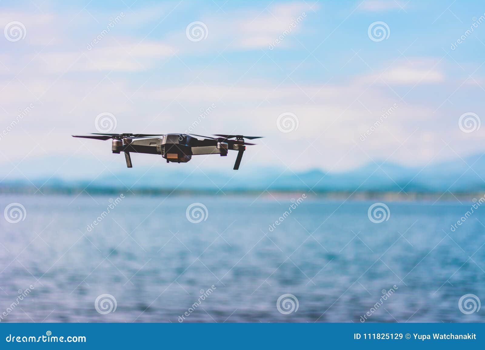 Drone Quad Copter with High Resolution Digital Camera Flying Th Stock ...