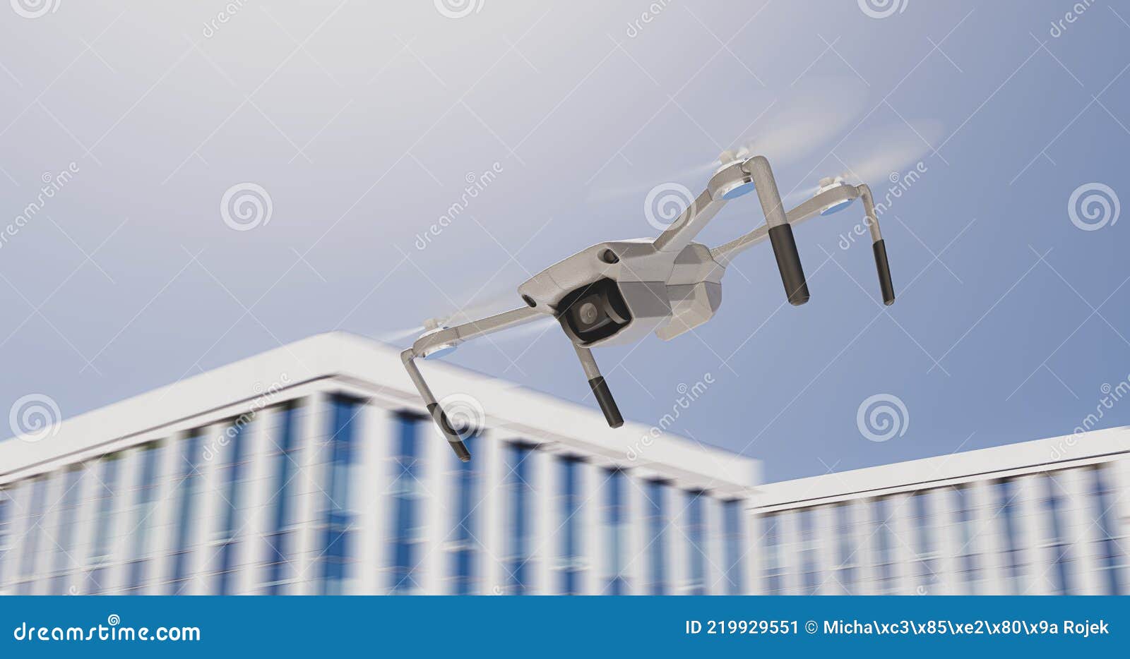Drone Quadcopter Flies Over Office Buildings Stock Image - Image of ...
