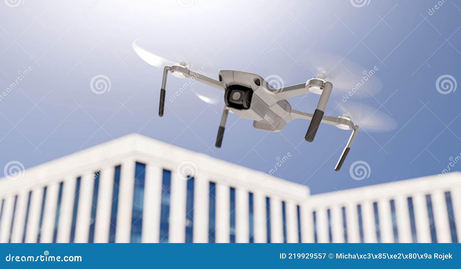 Drone Quadcopter Flies Over Office Buildings Stock Illustration ...