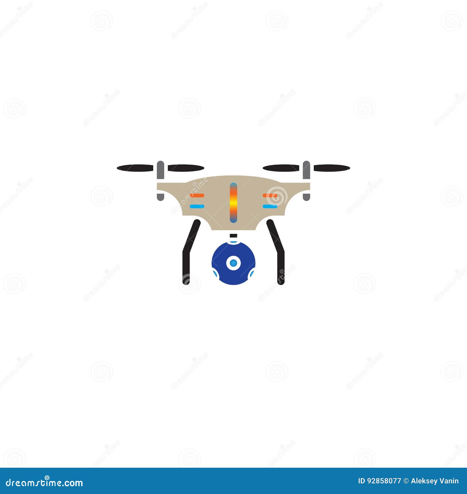 Drone Quadcopter With Panoramic Camera Icon Vector, Solid Logo ...