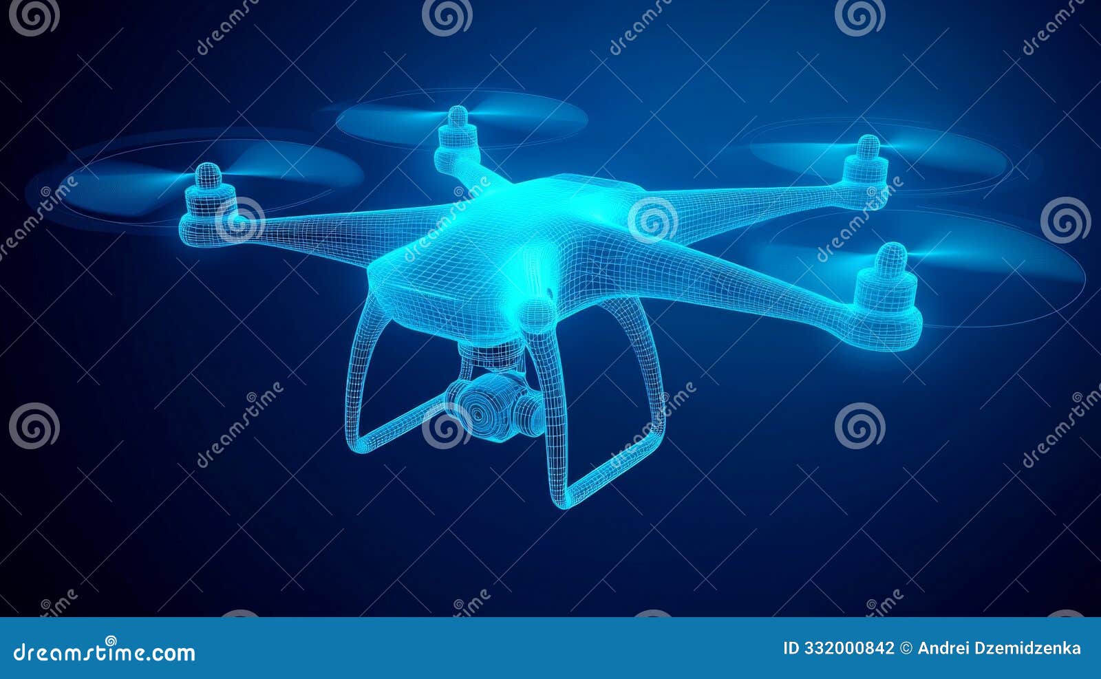 Drone or Quadcopter Wireframe Blueprint Stock Illustration ...