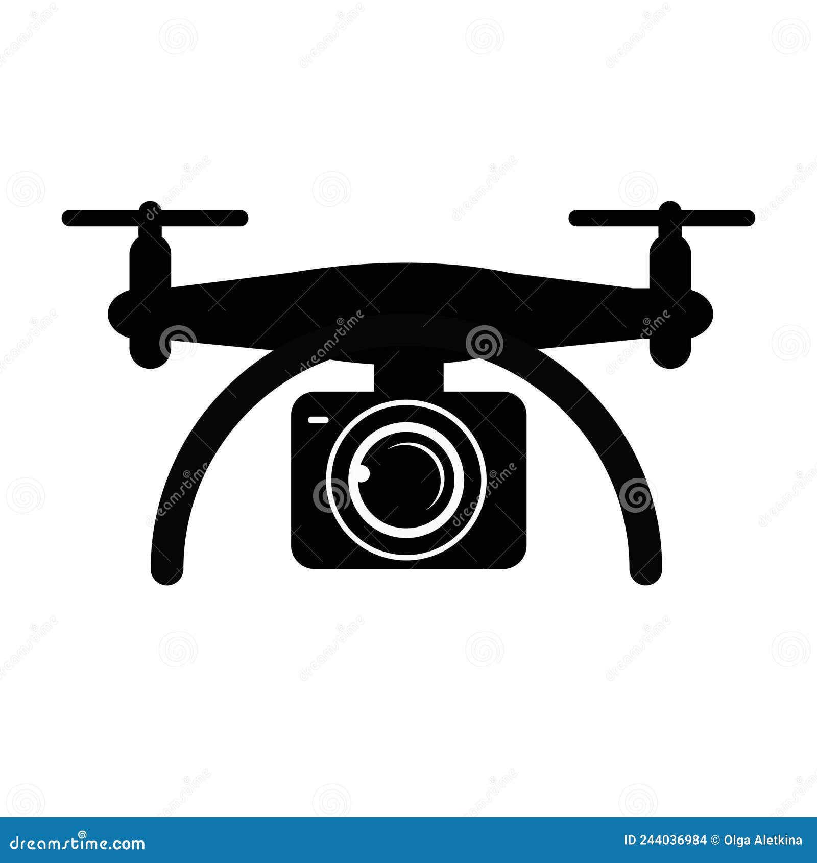 Drone Quadrocopter with Action Camera. Vector Drone Icon Symbol Design ...
