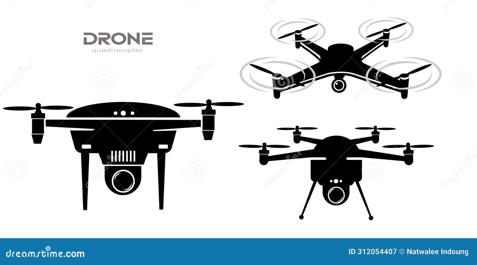 Drone Quadrocopter with Action Camera Stock Vector - Illustration of ...