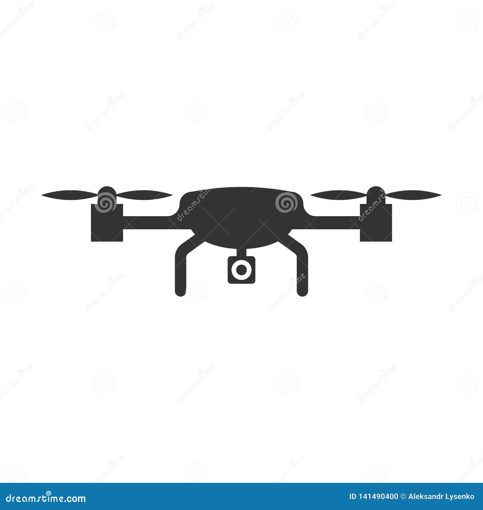 Drone Quadrocopter Icon in Flat Style. Quadcopter Camera Vector Illustration on White Isolated ...