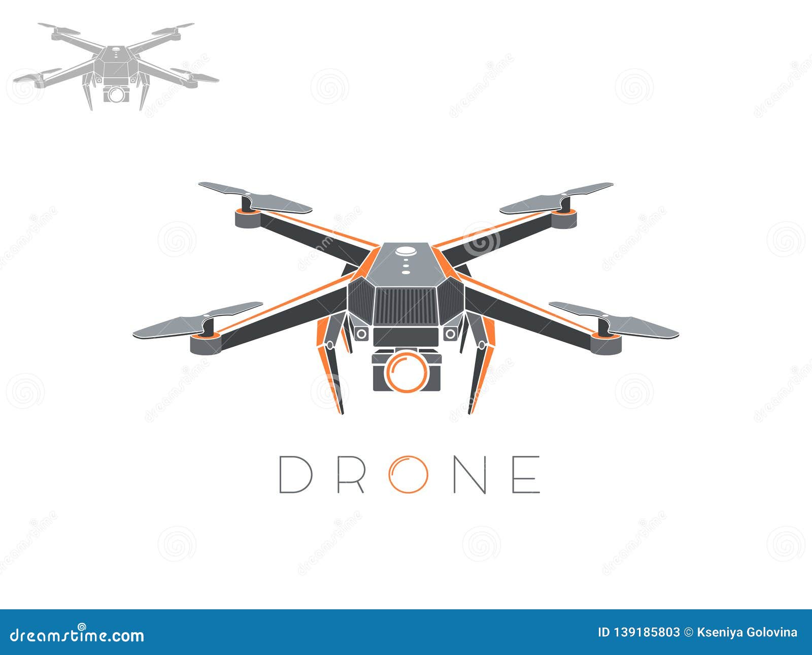Drone quadrocopter logo stock vector. Illustration of blue - 139185803
