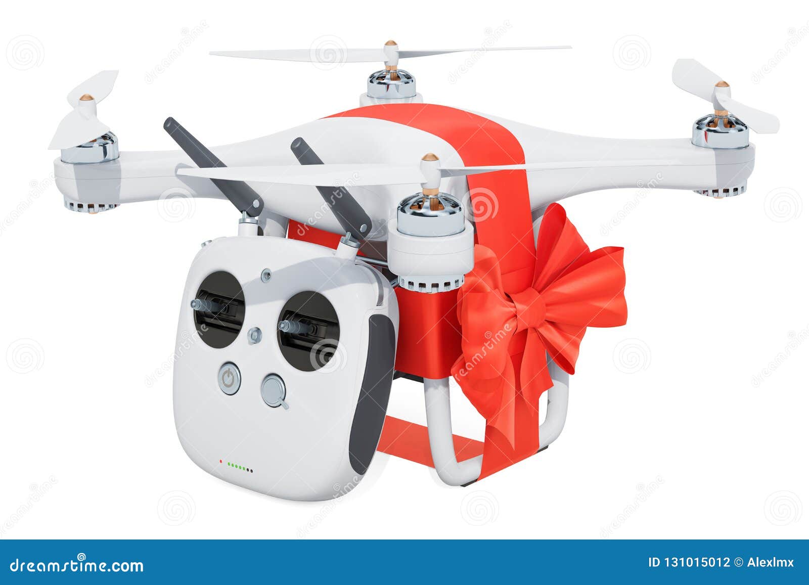 Drone Quadrocopter with Remote Control and Red Ribbon and Bow, G Stock ...