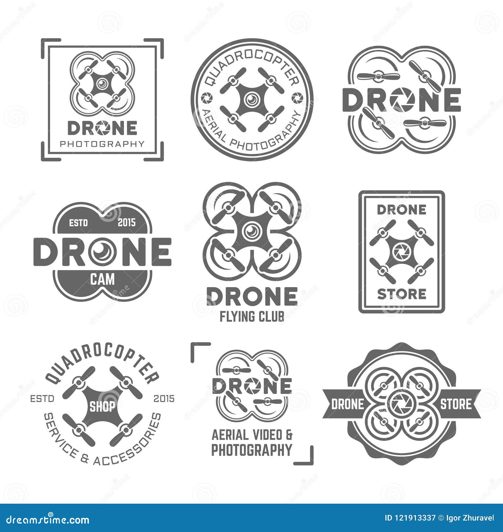 Drone Labels And Icons Design Cartoon Vector | CartoonDealer.com #56561739