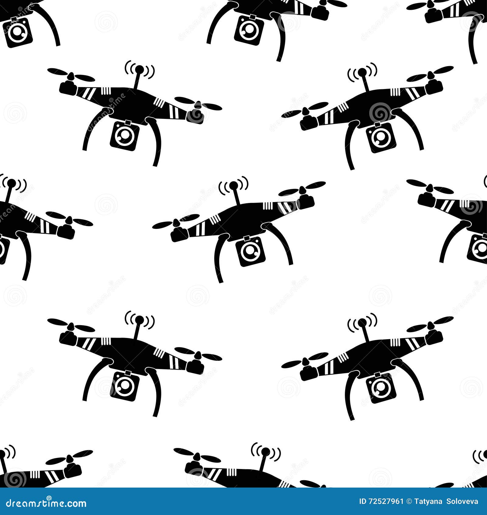 Drone Quadrocopter Vector Seamless Pattern. Stock Vector - Illustration ...