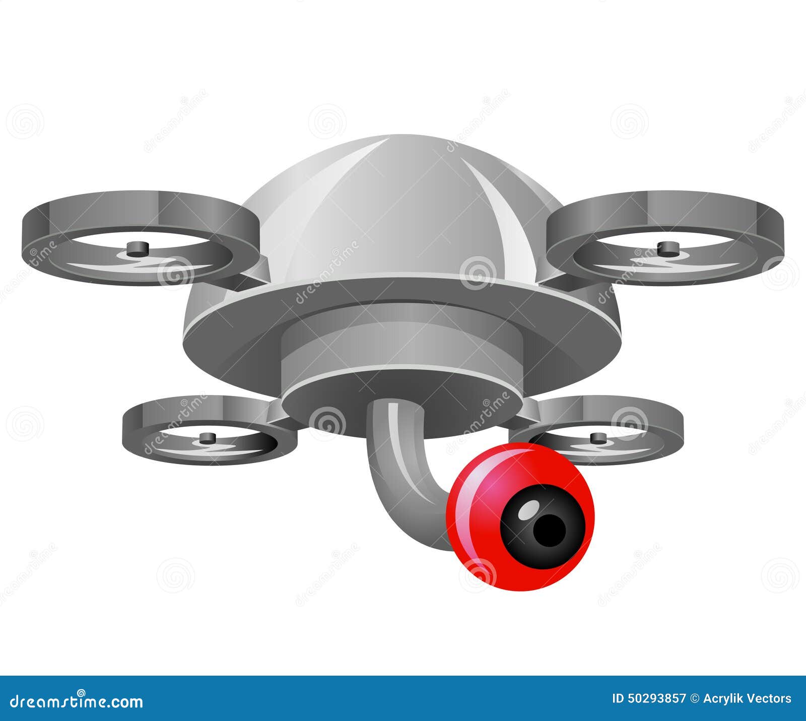 Drone with Red Eye camera stock illustration. Illustration of remote ...