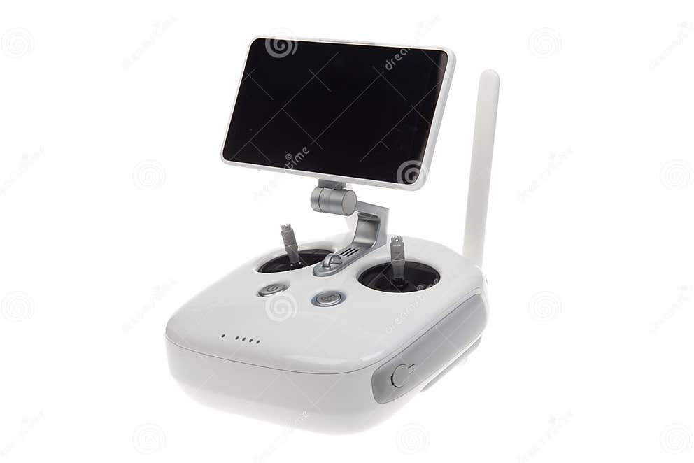 Drone Remote Control with Screen, Isolated on White Stock Photo - Image ...