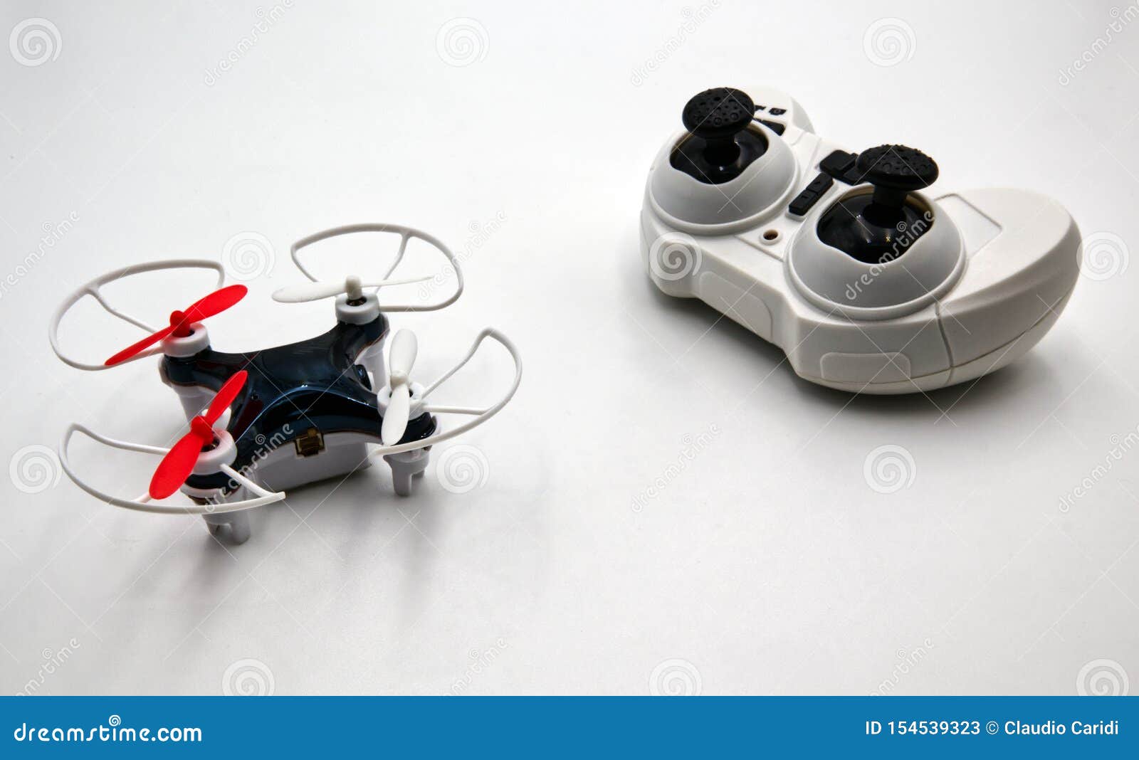Drone and Remote Controller Isolated on White Stock Image - Image of ...