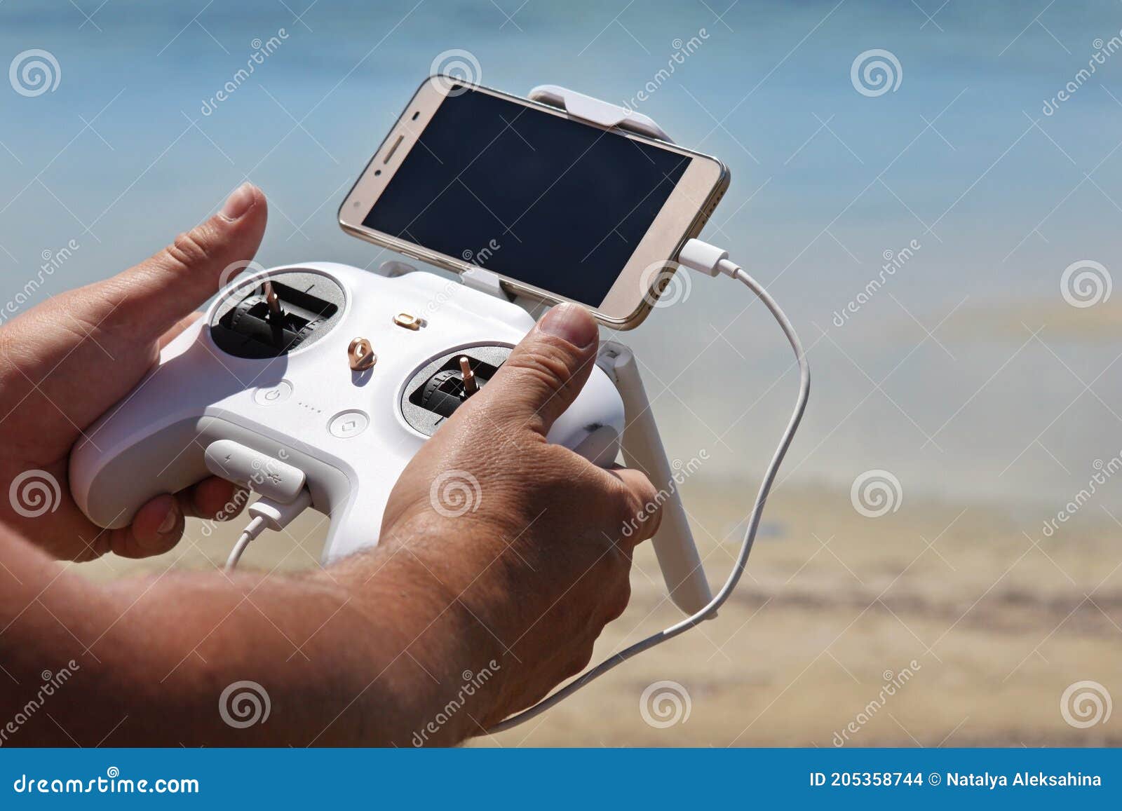 Drone Remote Controller in Man Hands Stock Photo - Image of robot ...