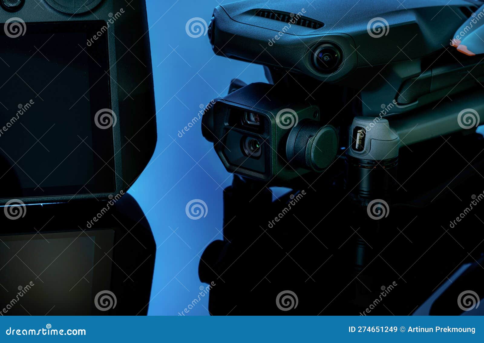 Drone And Remote Controller Uav Or Unmanned Aerial Vehicle Quadcopter