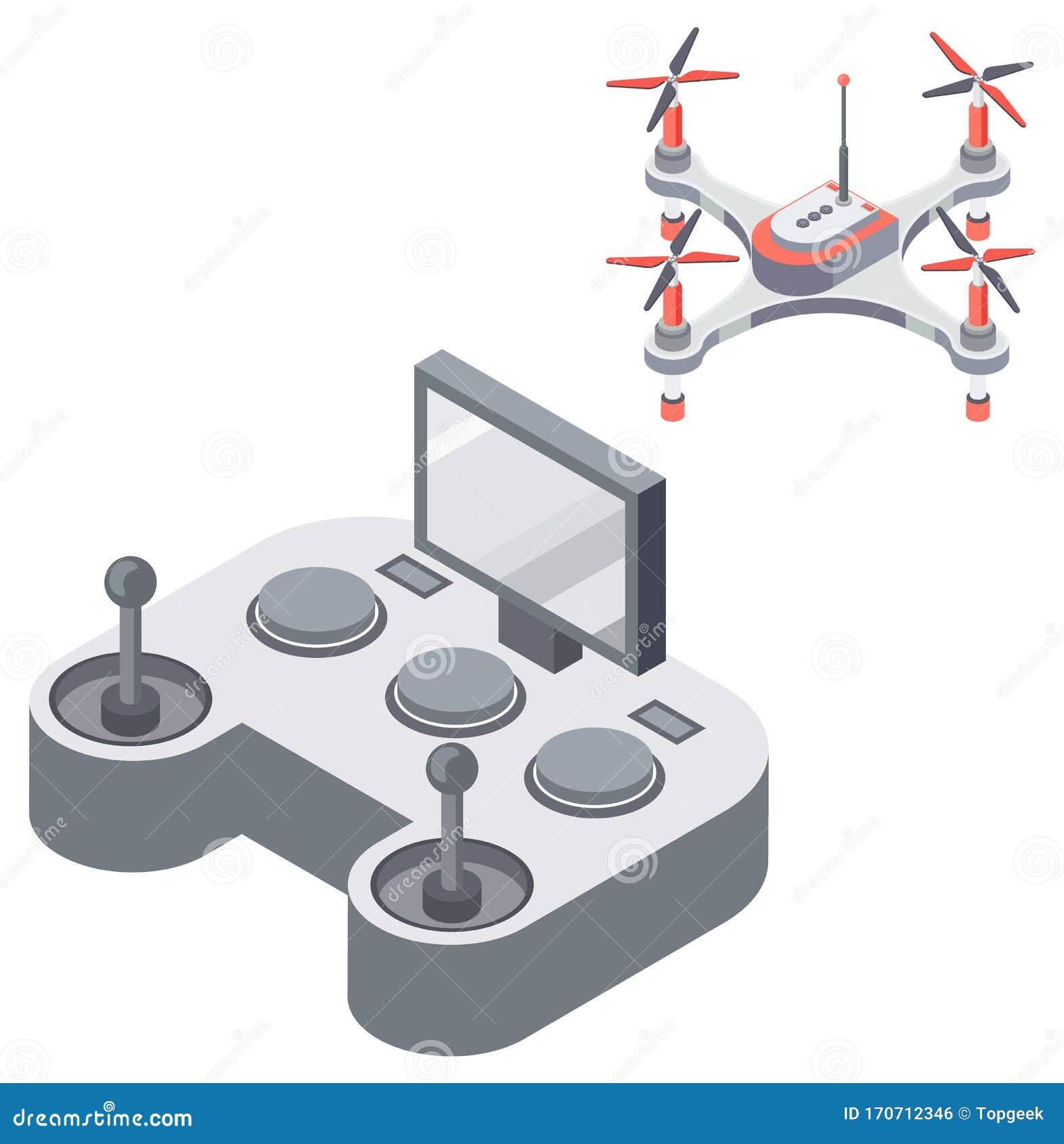 Quadcopter and Remote Controller, Drone Vector Stock Vector ...