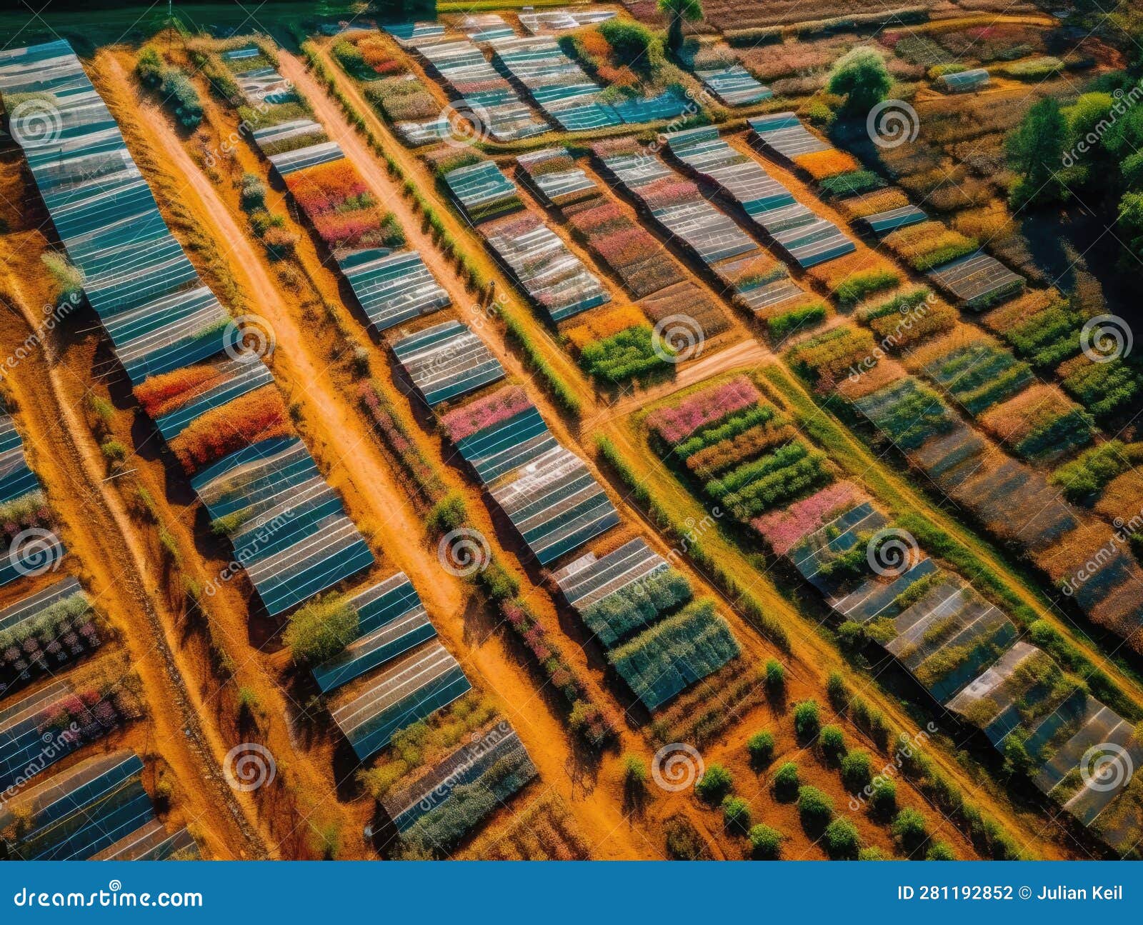 AIoptimized Solar Farm Viewed from Above Stock Illustration ...