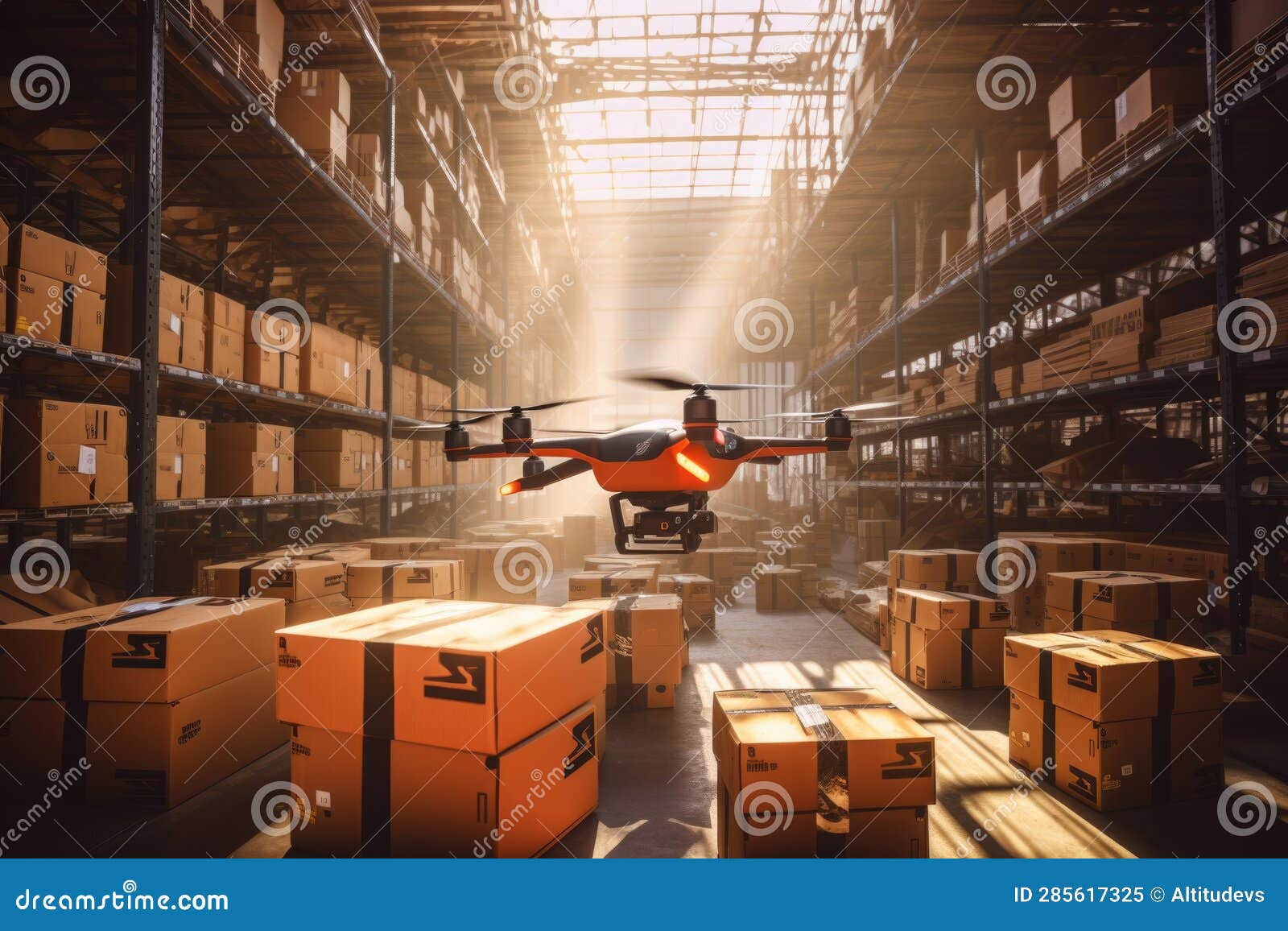 Drone Scanning Barcodes for Inventory Tracking Stock Illustration ...