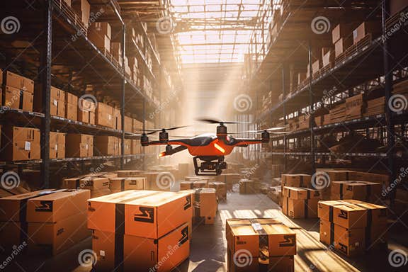 Drone Scanning Barcodes for Inventory Tracking Stock Illustration ...