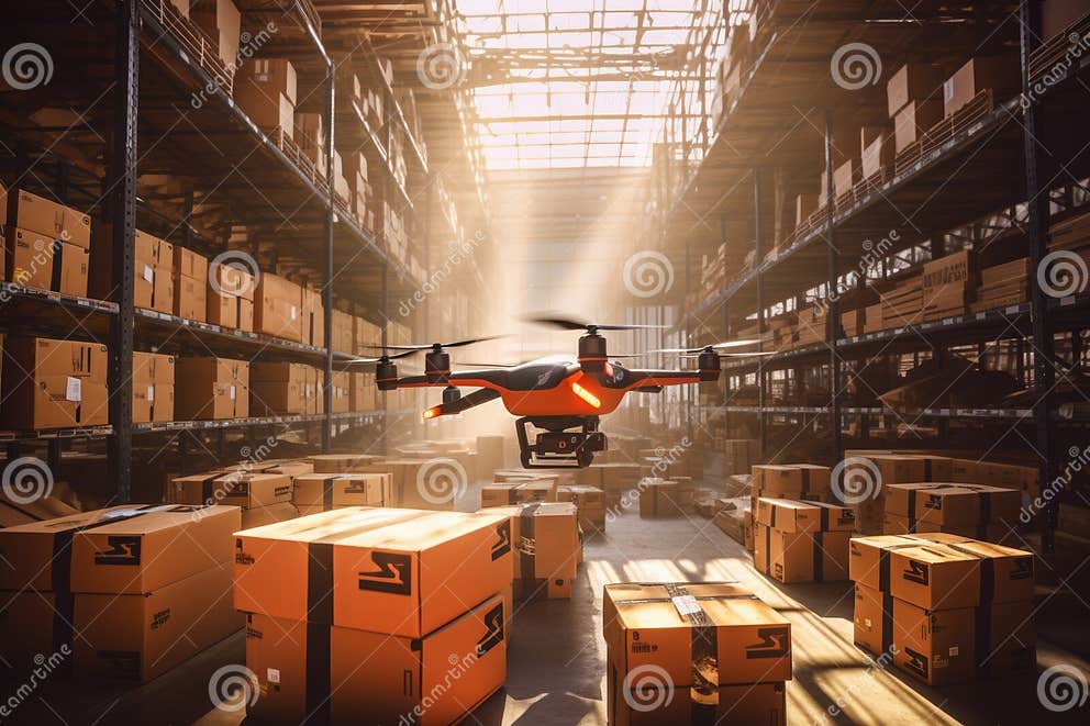 Drone Scanning Barcodes for Inventory Tracking Stock Illustration ...