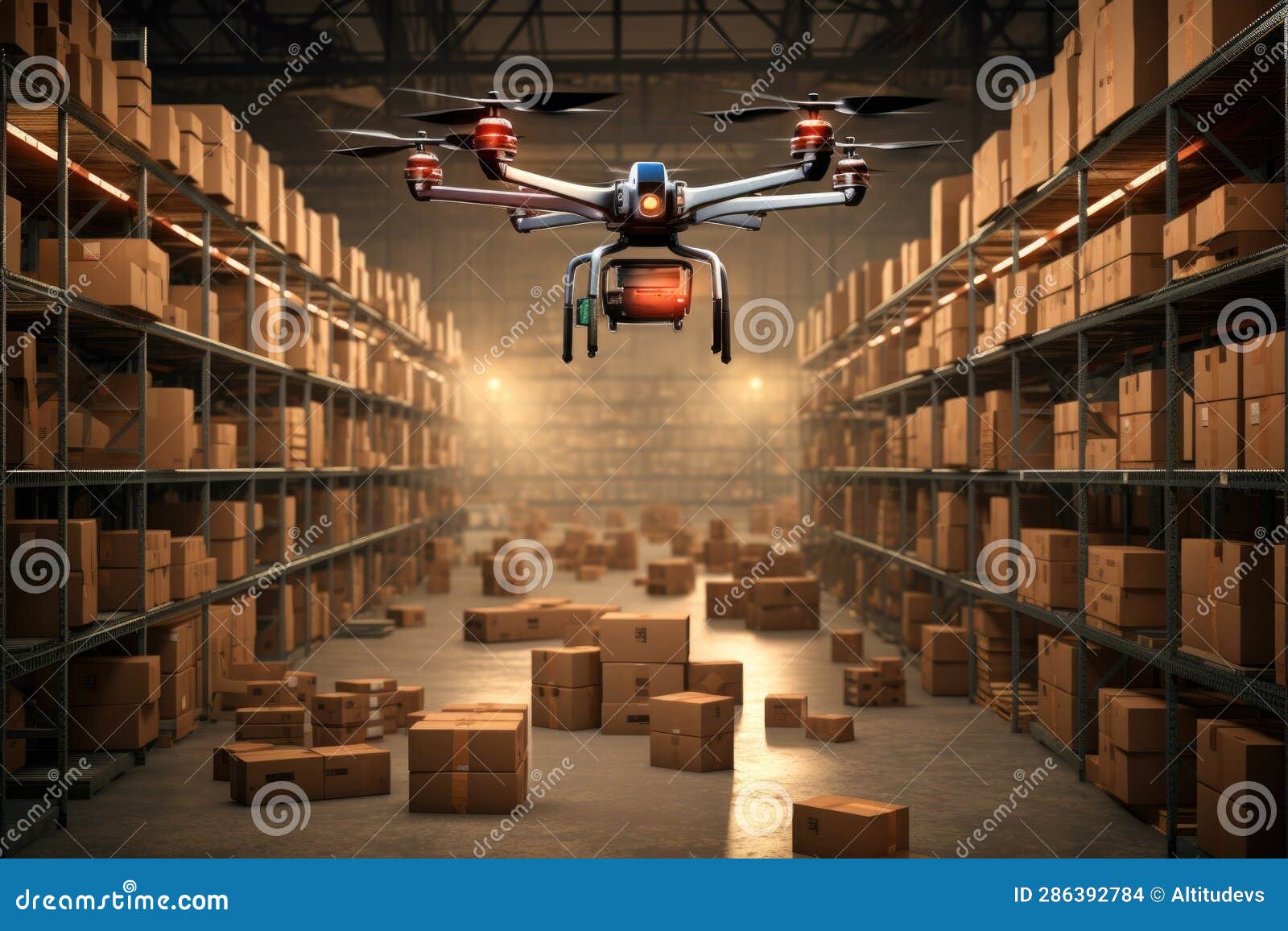 Drone Scanning Barcodes for Inventory Tracking Stock Illustration ...