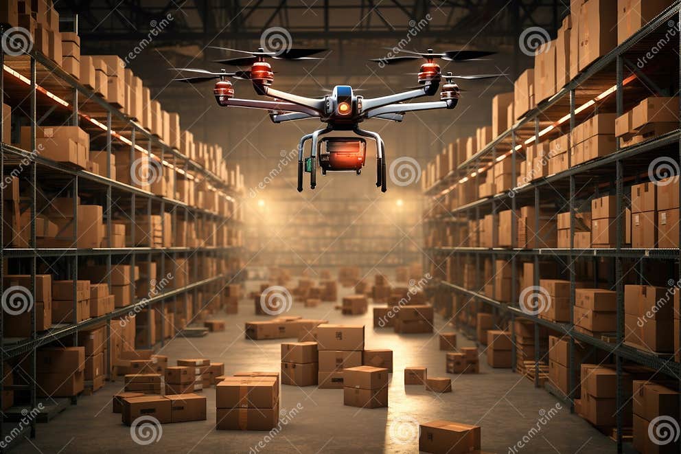 Drone Scanning Barcodes for Inventory Tracking Stock Illustration ...
