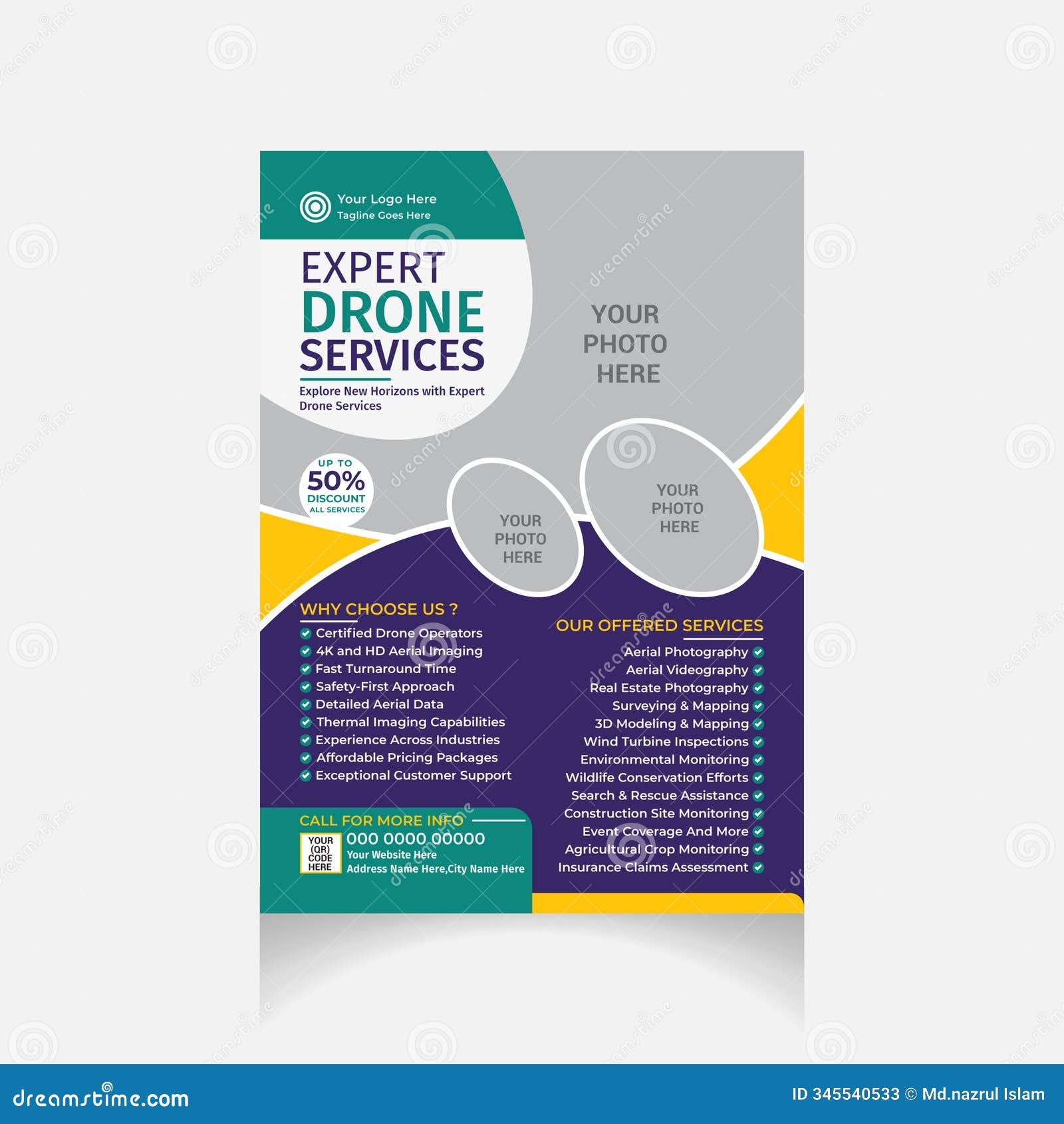 Drone Services Flyer Design Stock Illustration - Illustration of ...