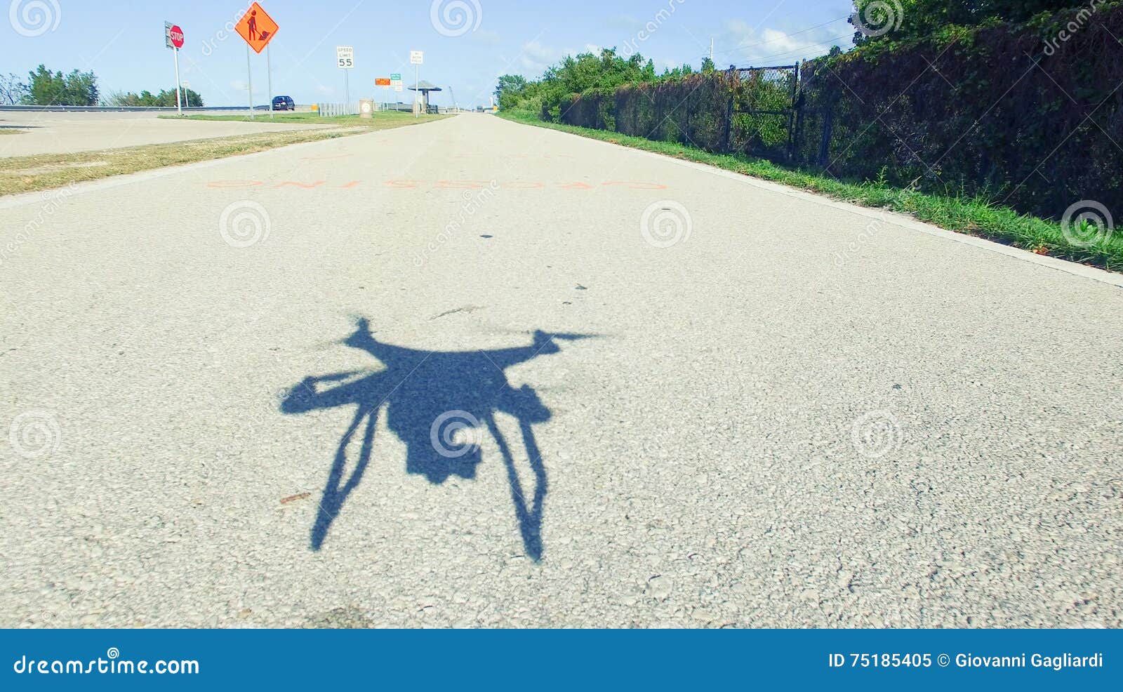 Drone Shadow on a Beautiful Day Stock Illustration - Illustration of ...