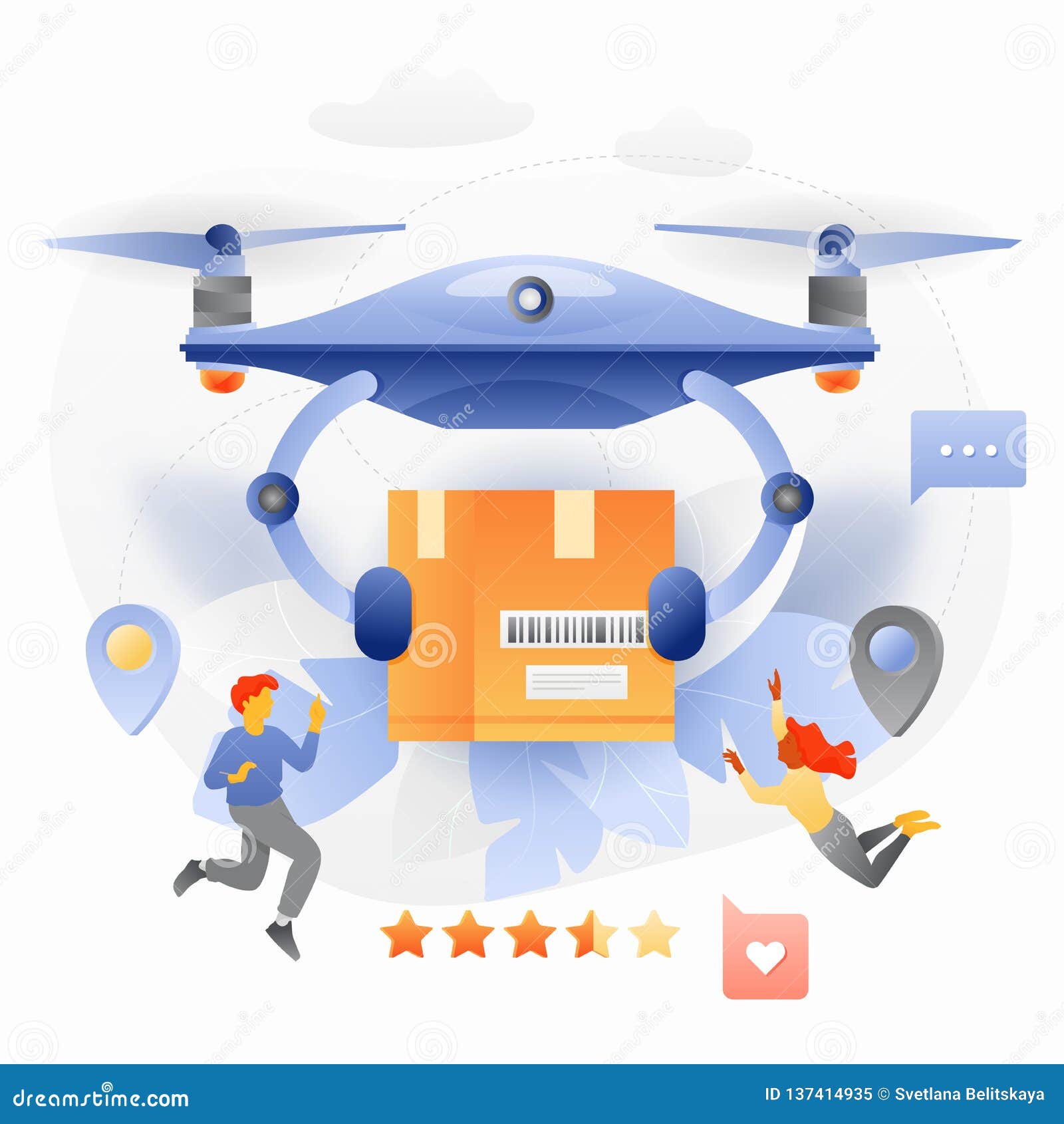 Drone Shipping Metaphor stock vector. Illustration of pointer - 137414935