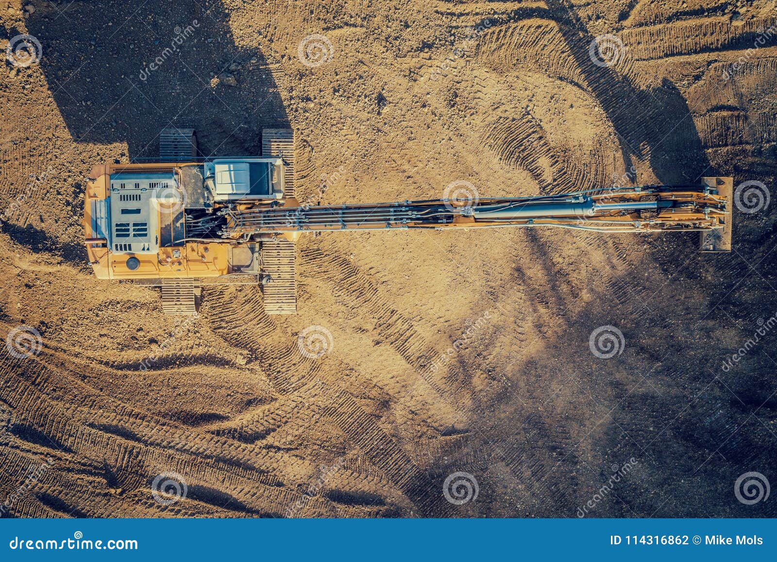 Excavator top view stock photo. Image of machinery, sunset - 114316862