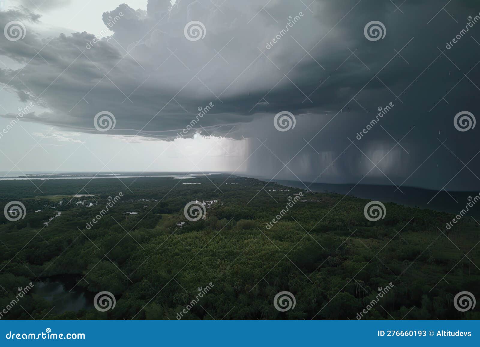 View Of The Storm In The Sea, Tree Silhouettes On The Shore, Waves ...