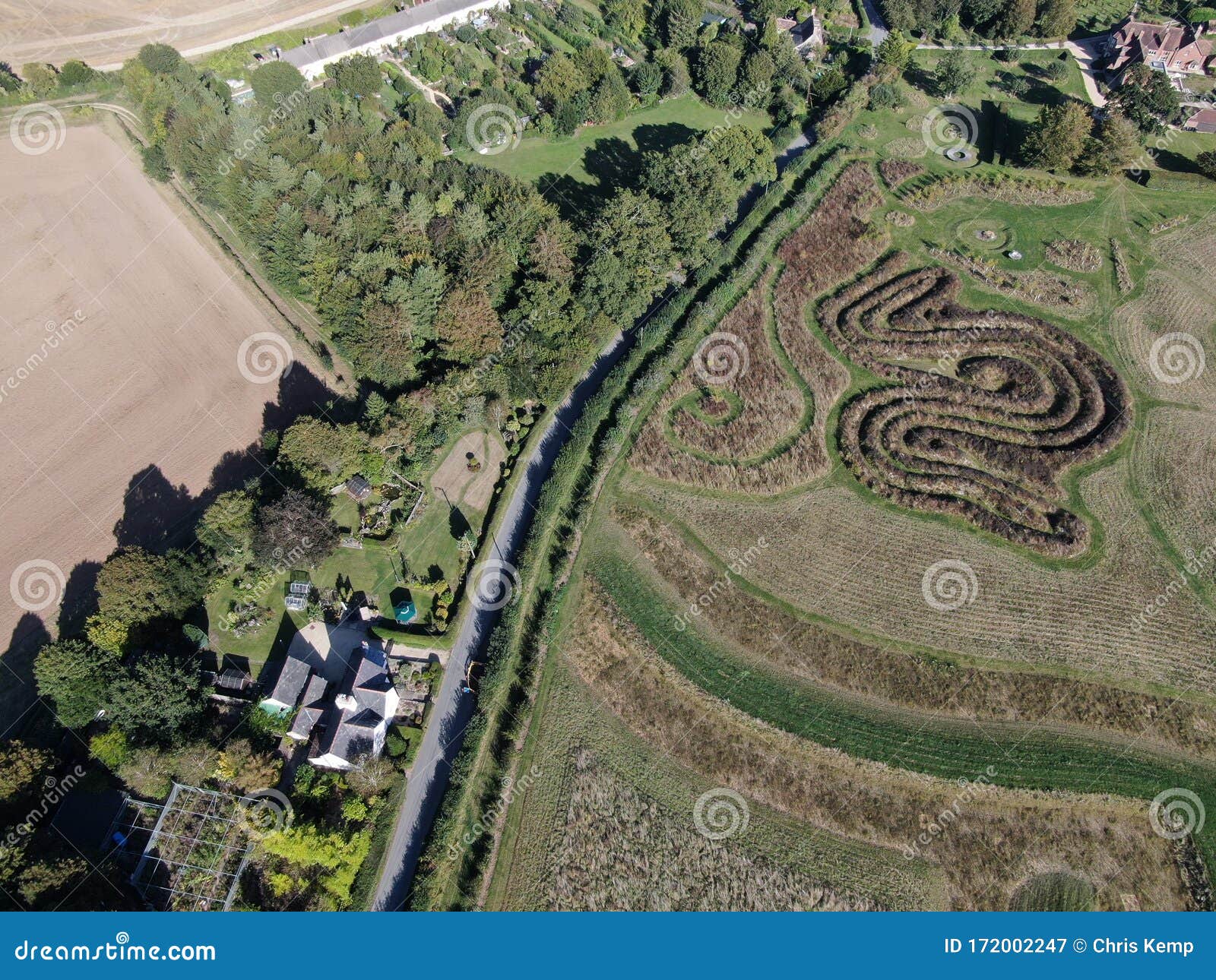 Aerial View of a Maze Pattern in a Field in the Countryside Stock Image ...