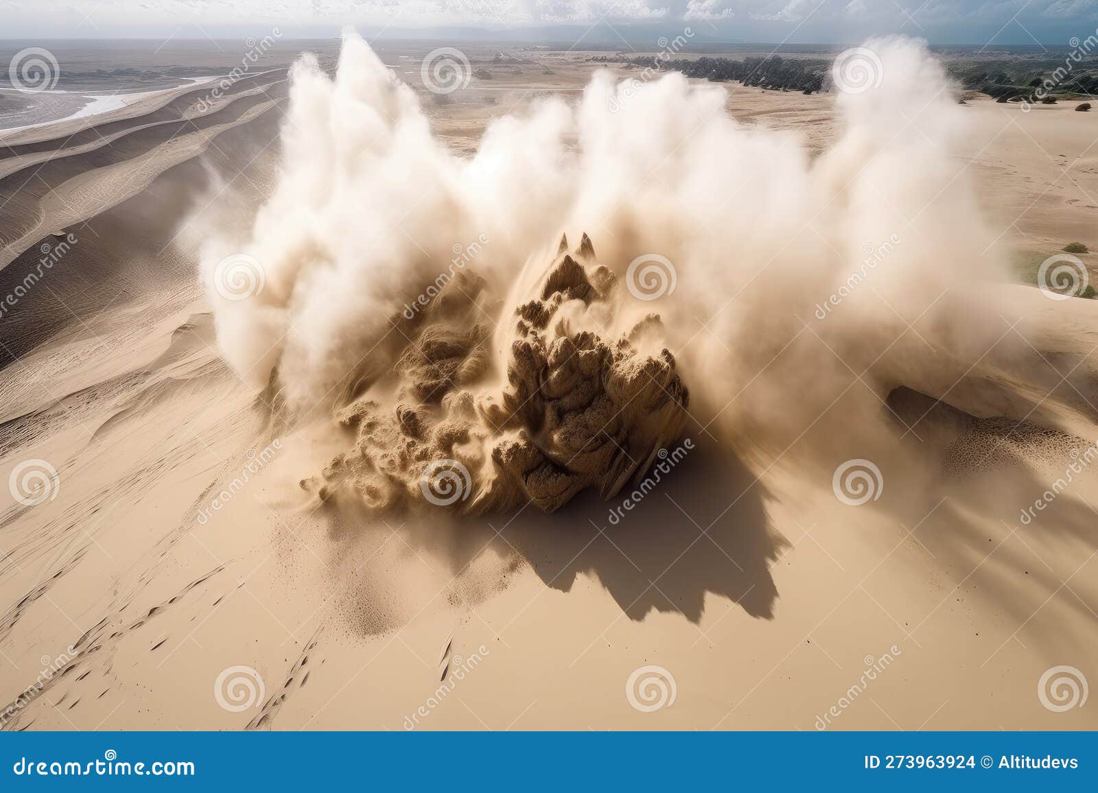 Drone Shot of Sand Explosion, with the Dramatic Force and Power of the ...