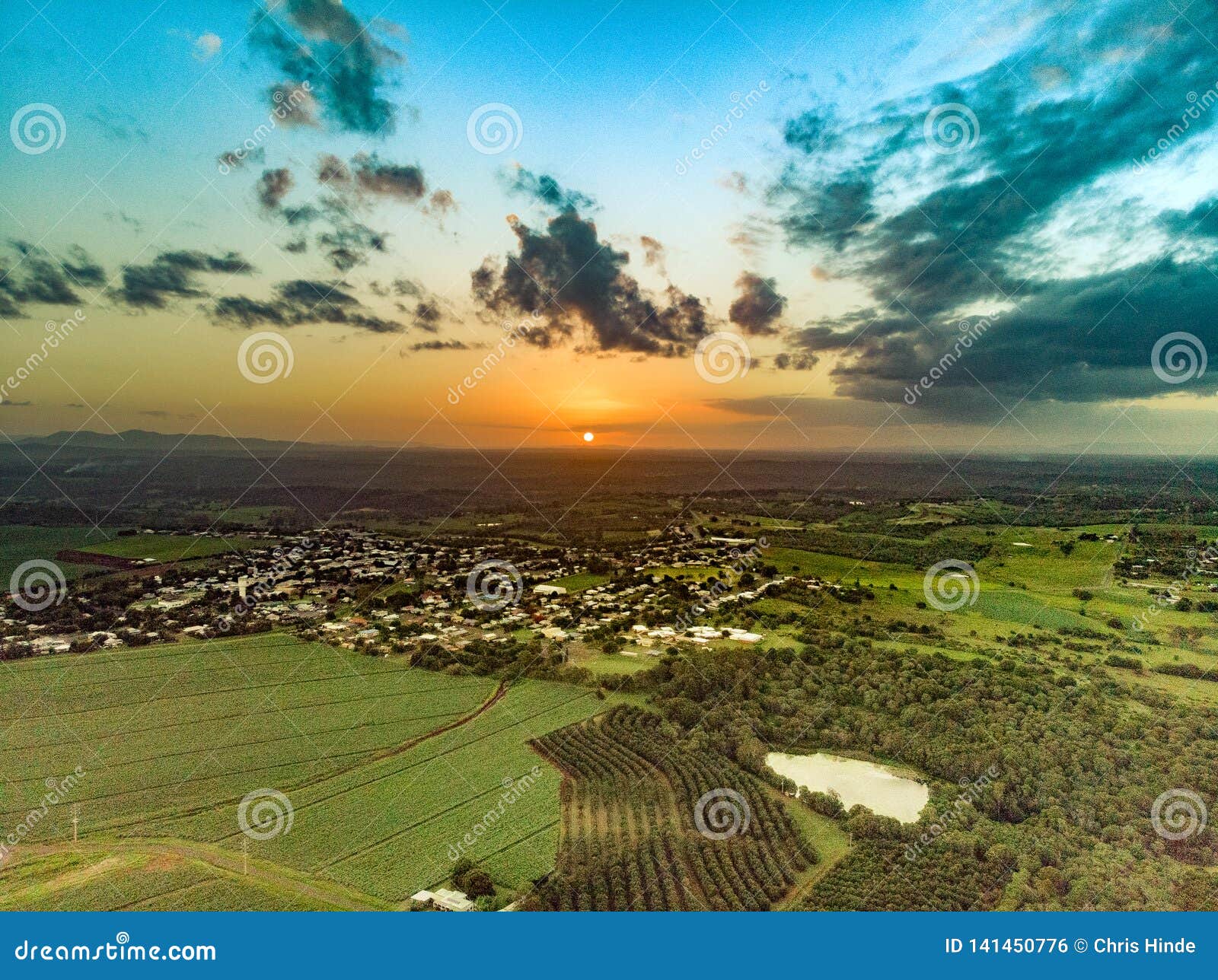 Drone shot sunset also stock photo. Image of estate - 141450776