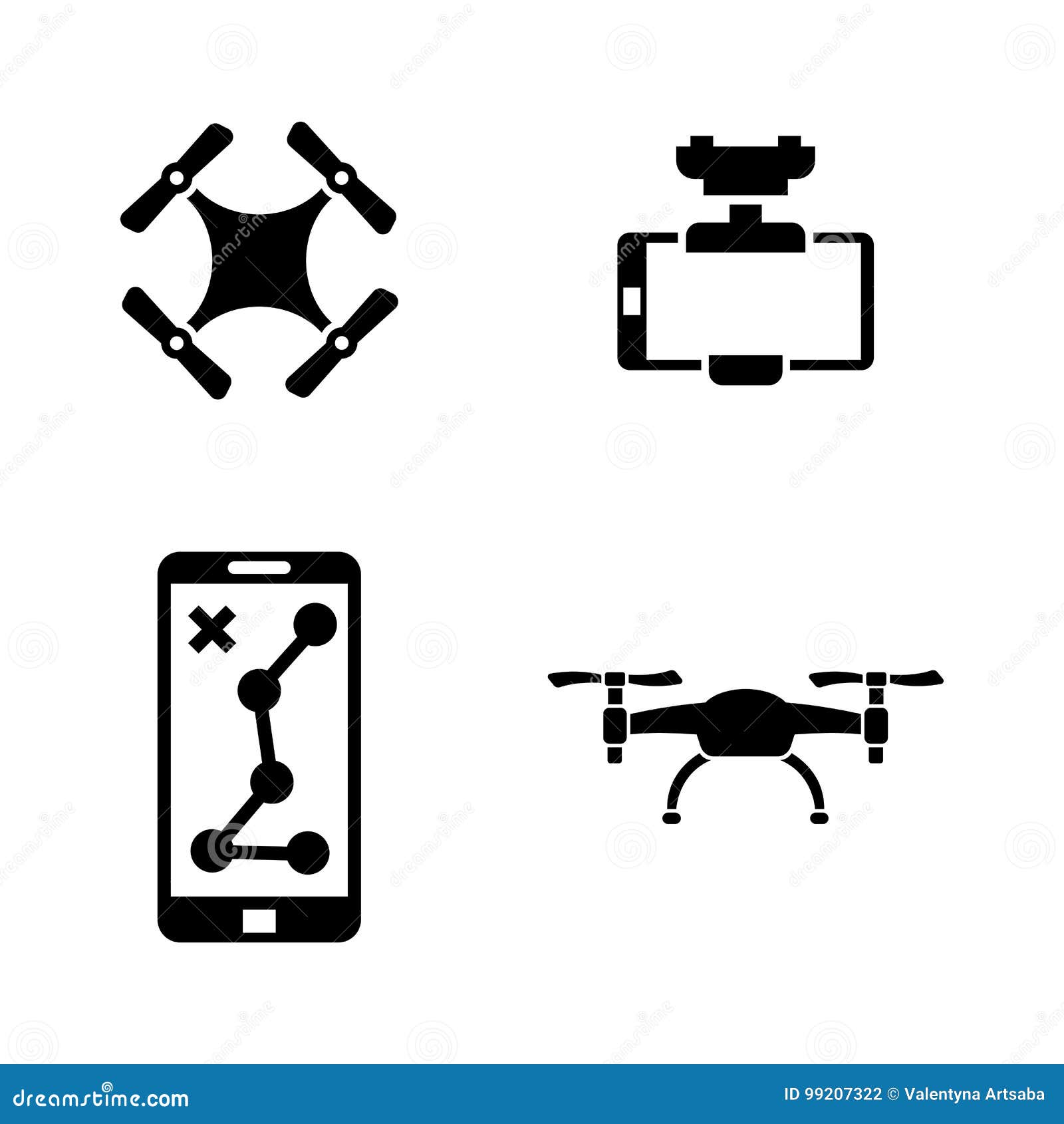 Drone. Simple Related Vector Icons Stock Vector - Illustration of ...