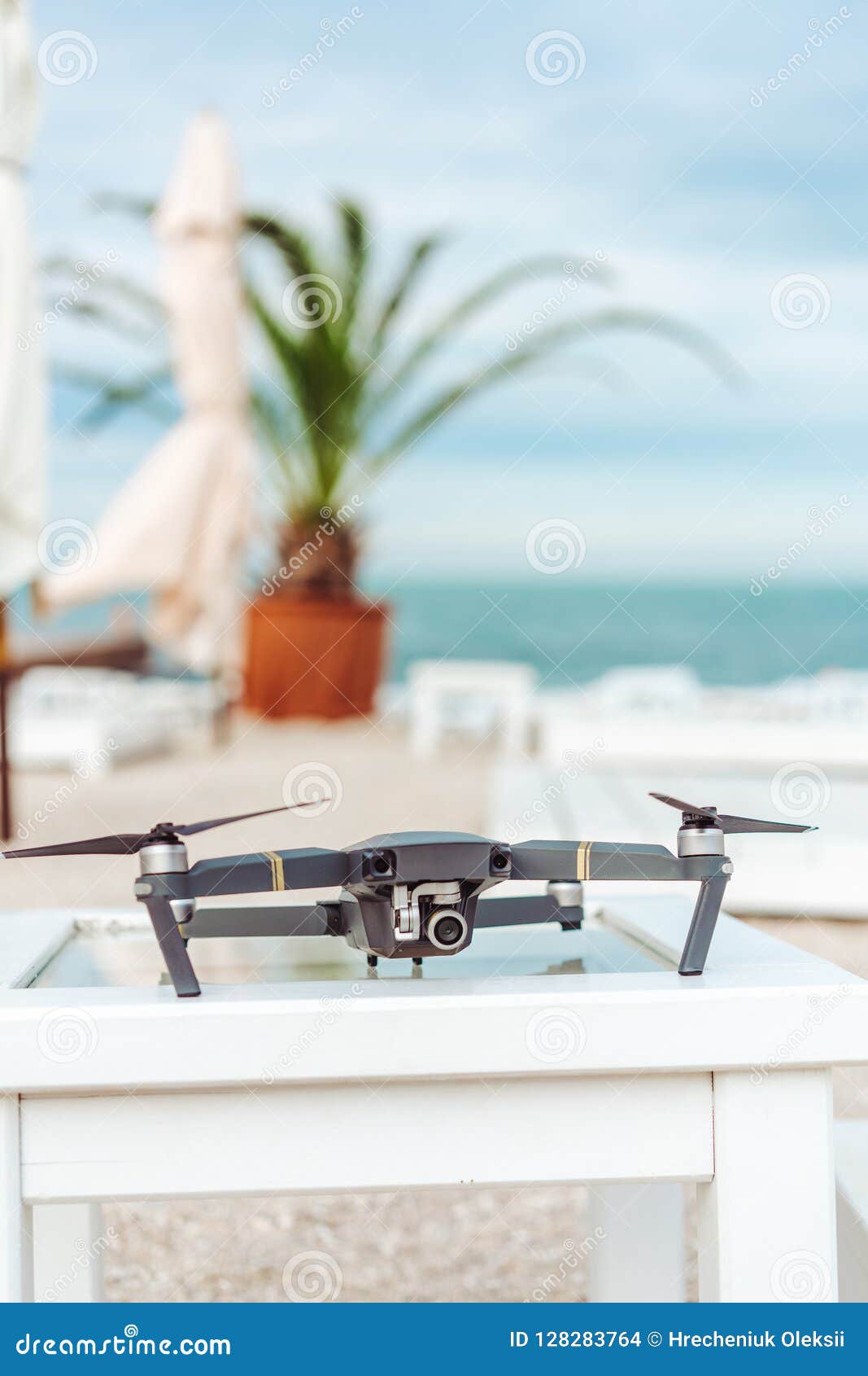 Drone stands on the table stock photo. Image of aerial - 128283764