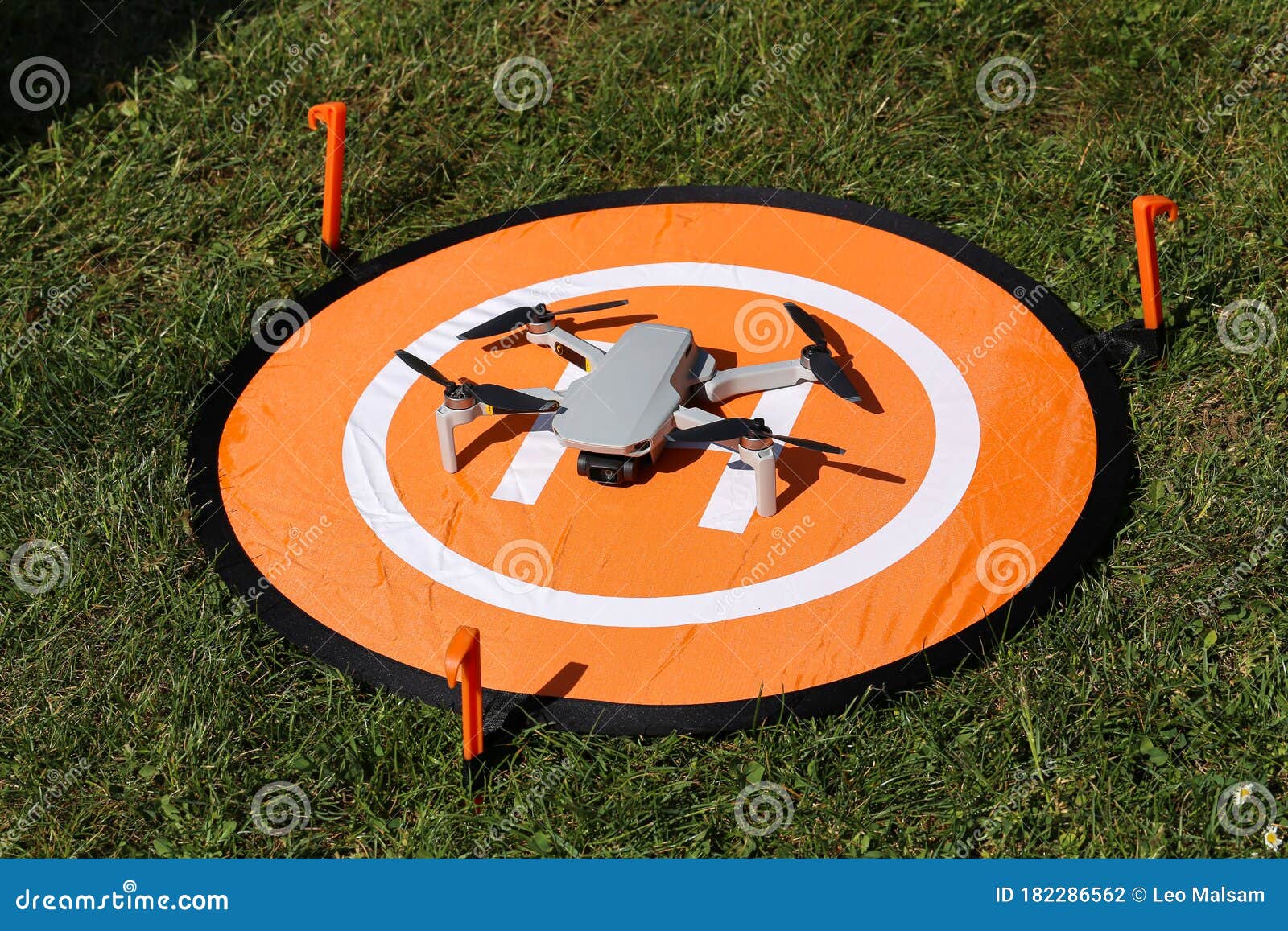 Drone Stands on a Take-off and Landing Pad Stock Photo - Image of area ...