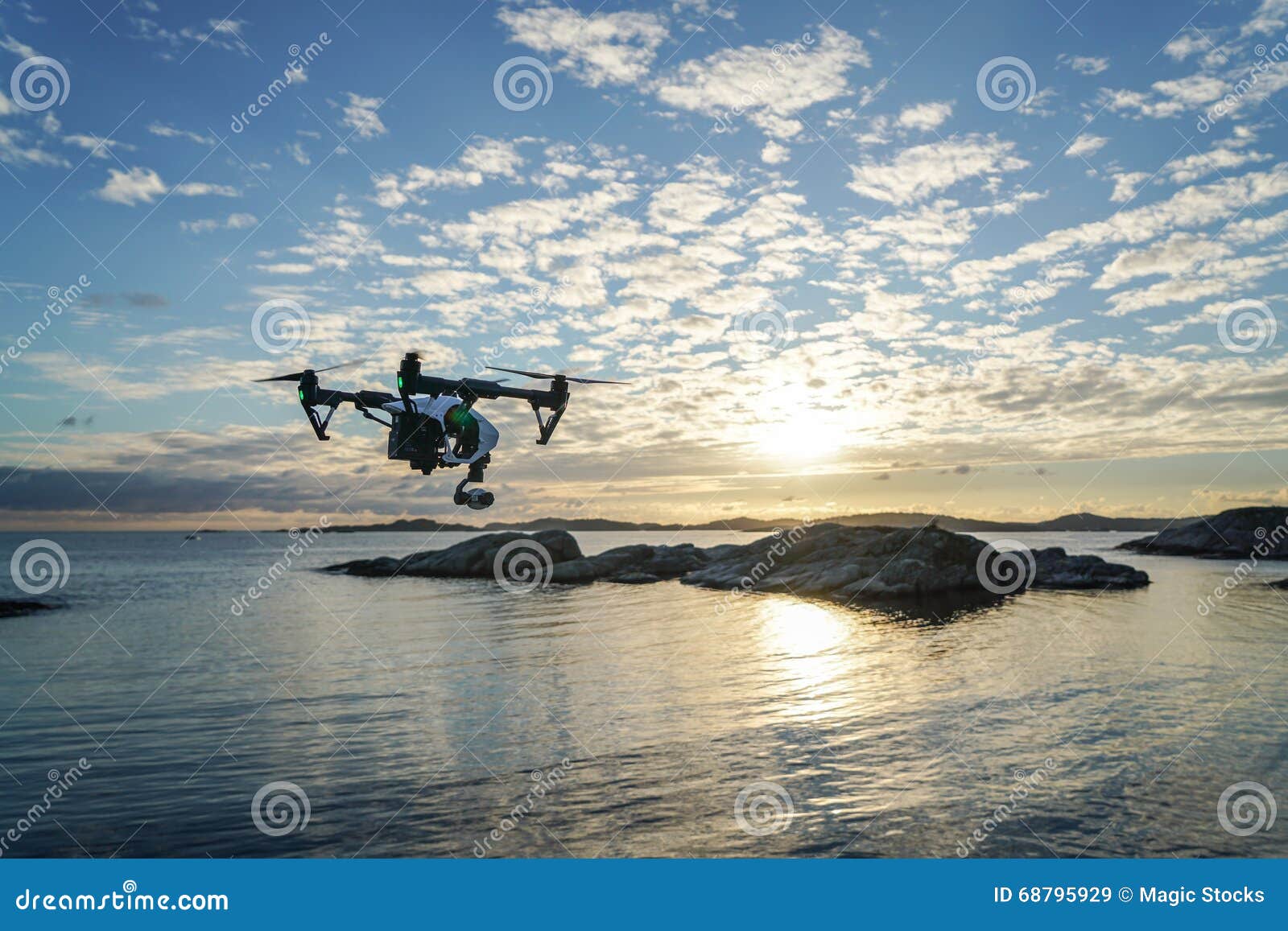 Drone Sunset stock image. Image of propellers, light - 68795929
