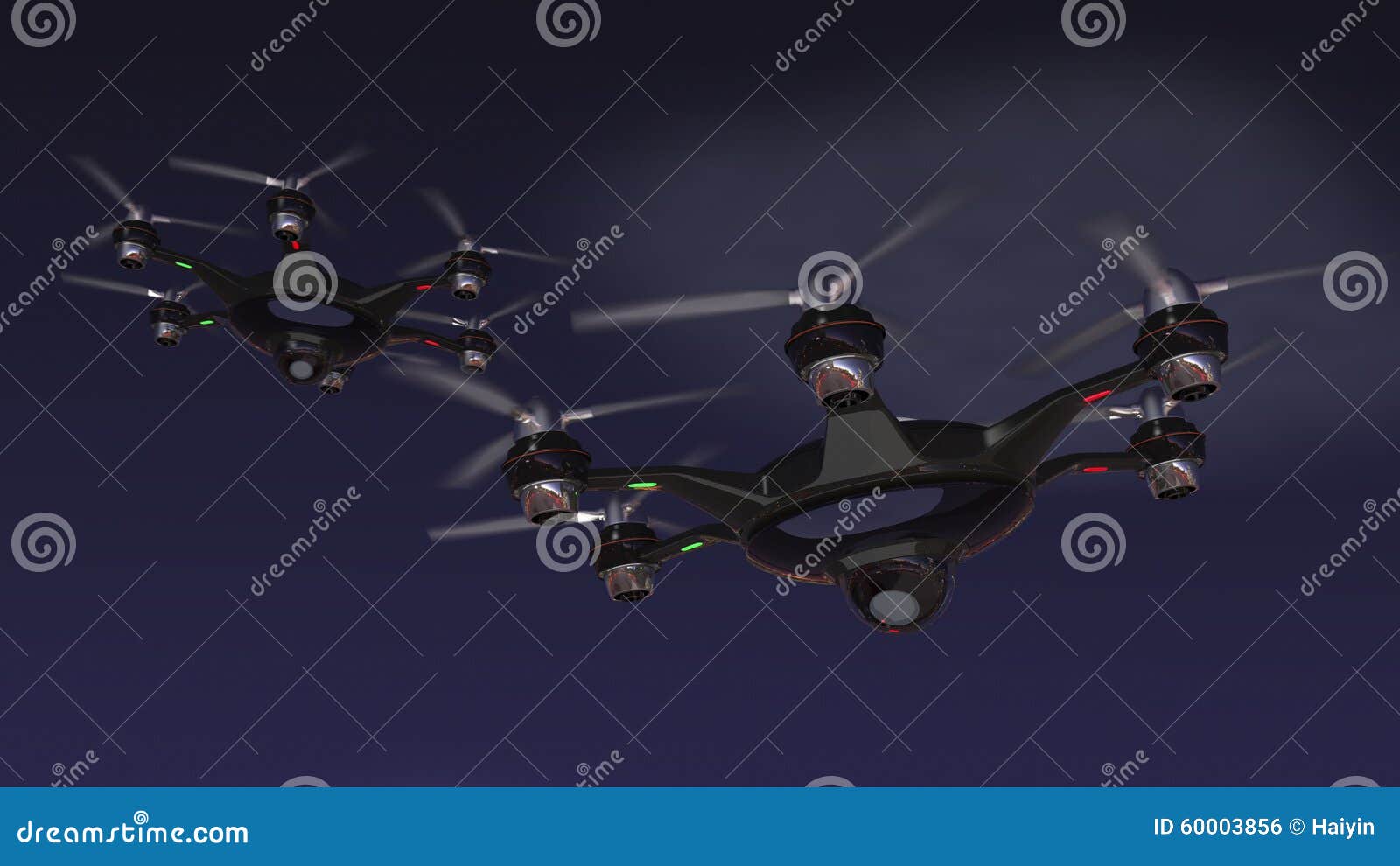Drone with Surveillance Camera Flying in Night Sky. Stock Footage ...
