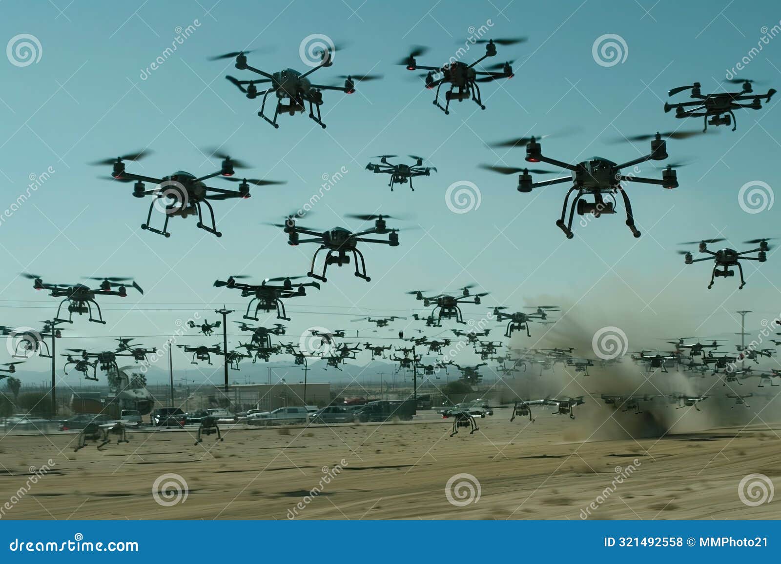 Drones Swarm Around The Battleship Stock Illustration | CartoonDealer ...