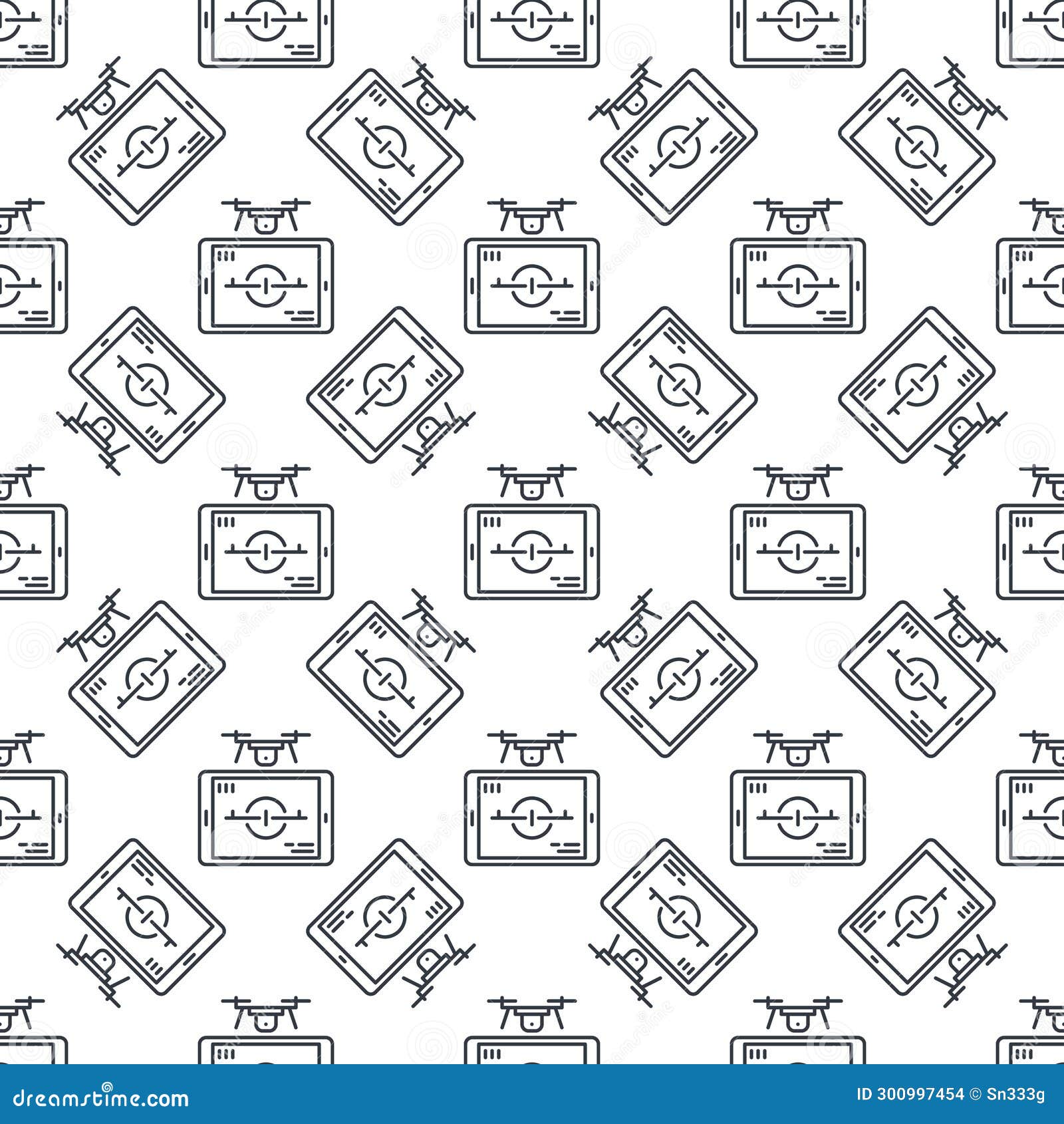 Drone with Tablet Vector Quadcopter Control Line Seamless Pattern Stock ...