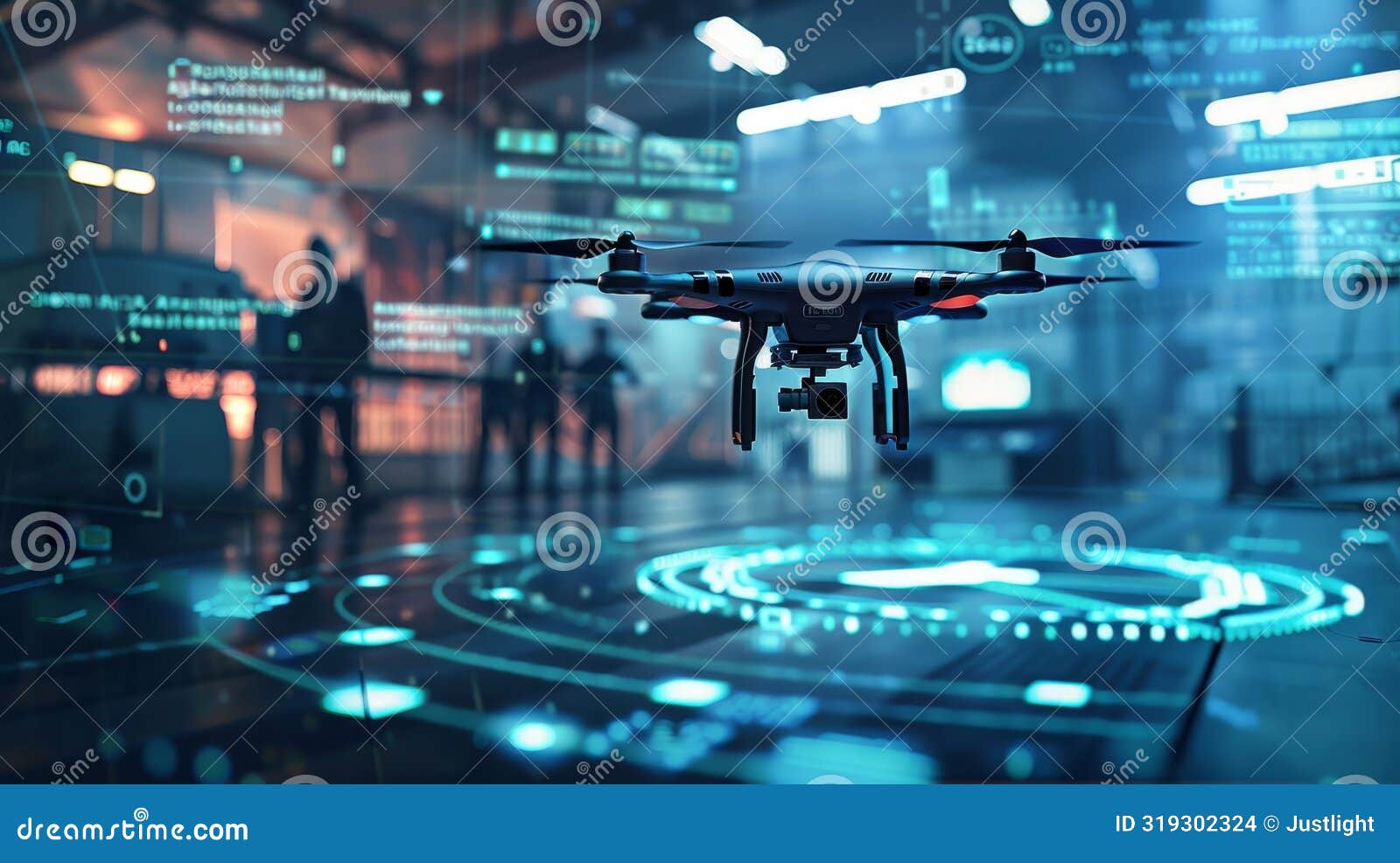 A Drone Taking Off from a Landing Pad at a Remote Operation Center with ...