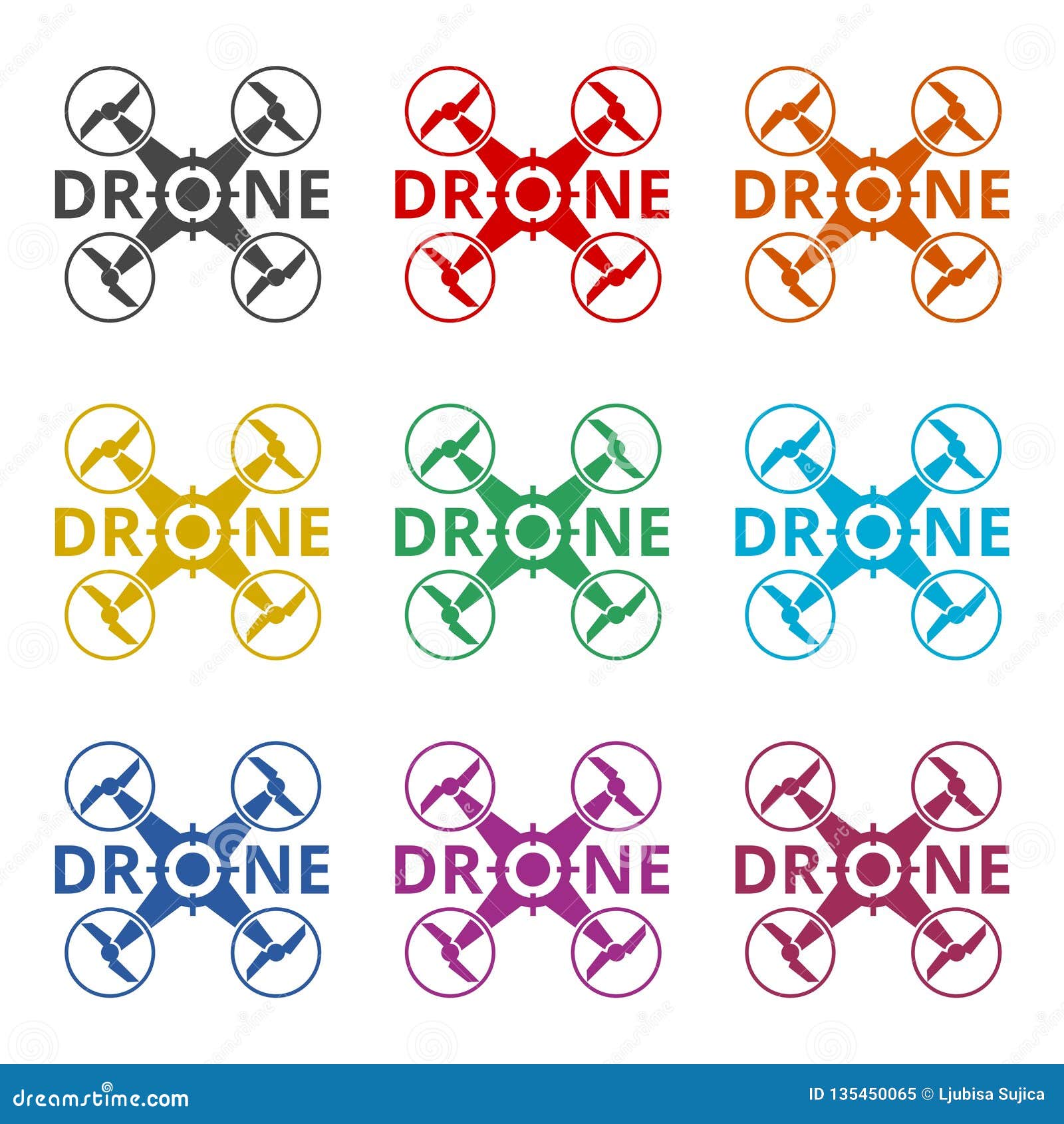 Drone Target Logo or Icon, Color Set Stock Vector - Illustration of ...