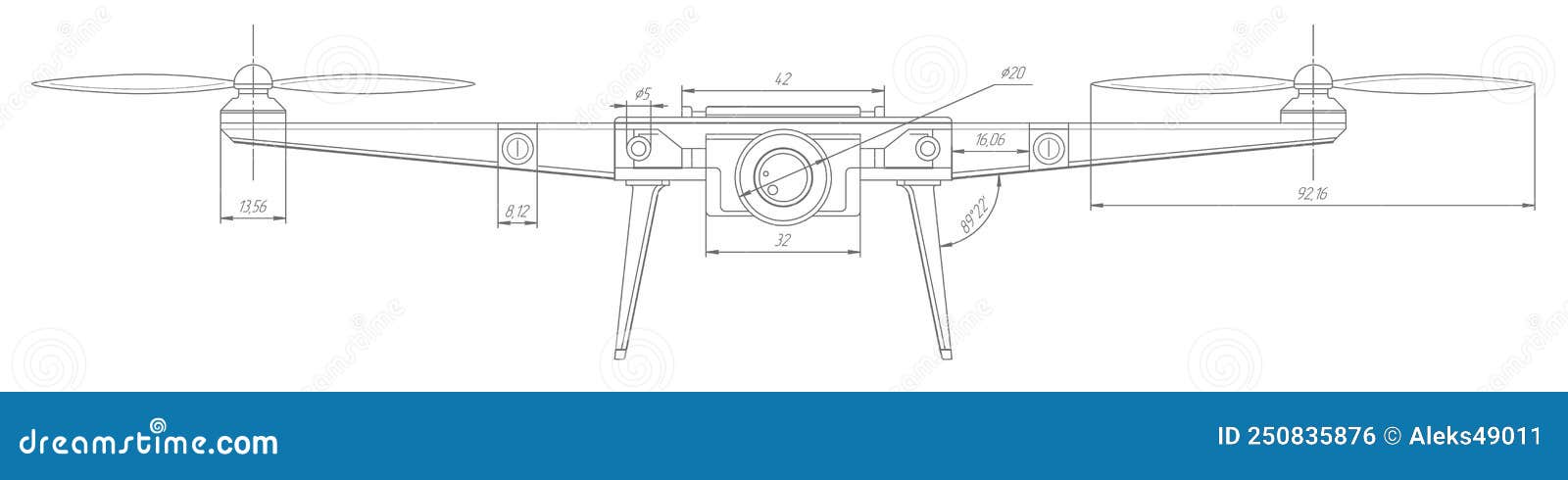 Drone Technical Drawing.Quadcopter.Technological Innovation.Flying ...
