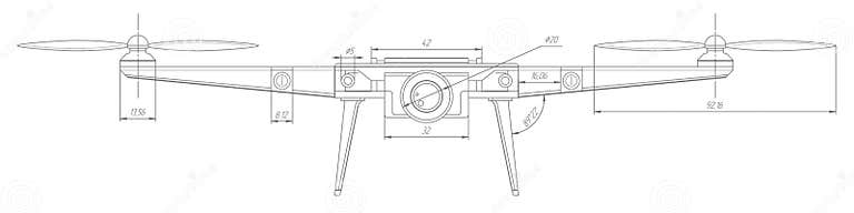 Drone Technical Drawing.Quadcopter.Technological Innovation.Flying ...