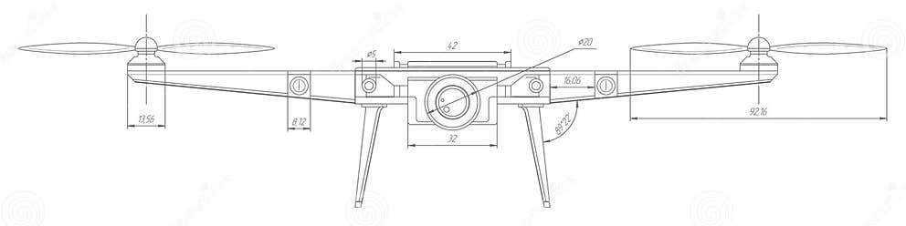 Drone Technical Drawing.Quadcopter.Technological Innovation.Flying ...
