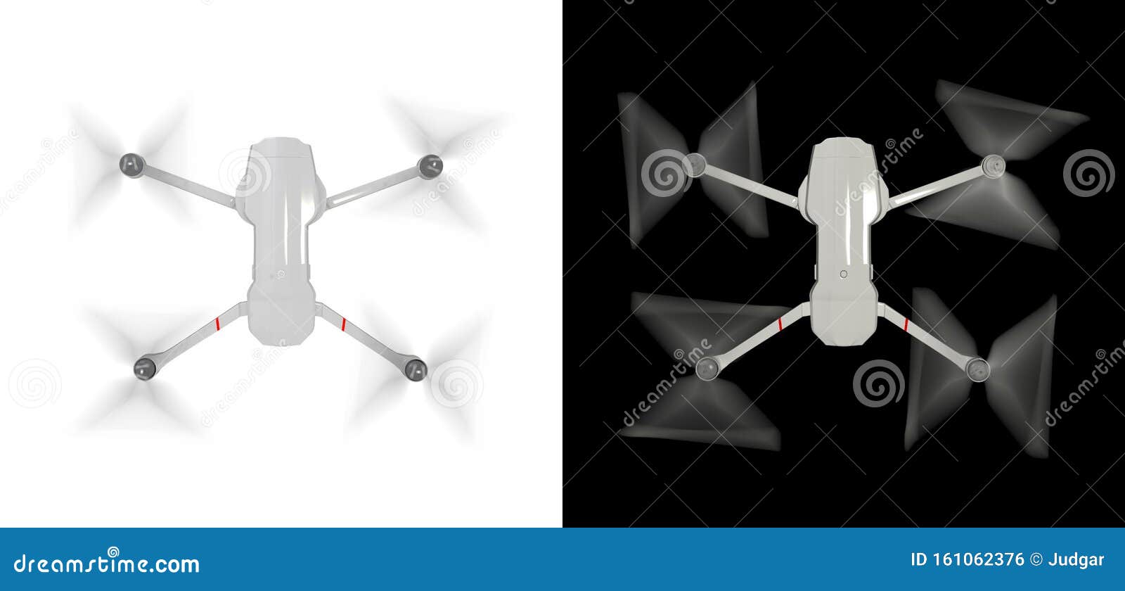 Drone in Top View is Isolated on a Black and White Background ...