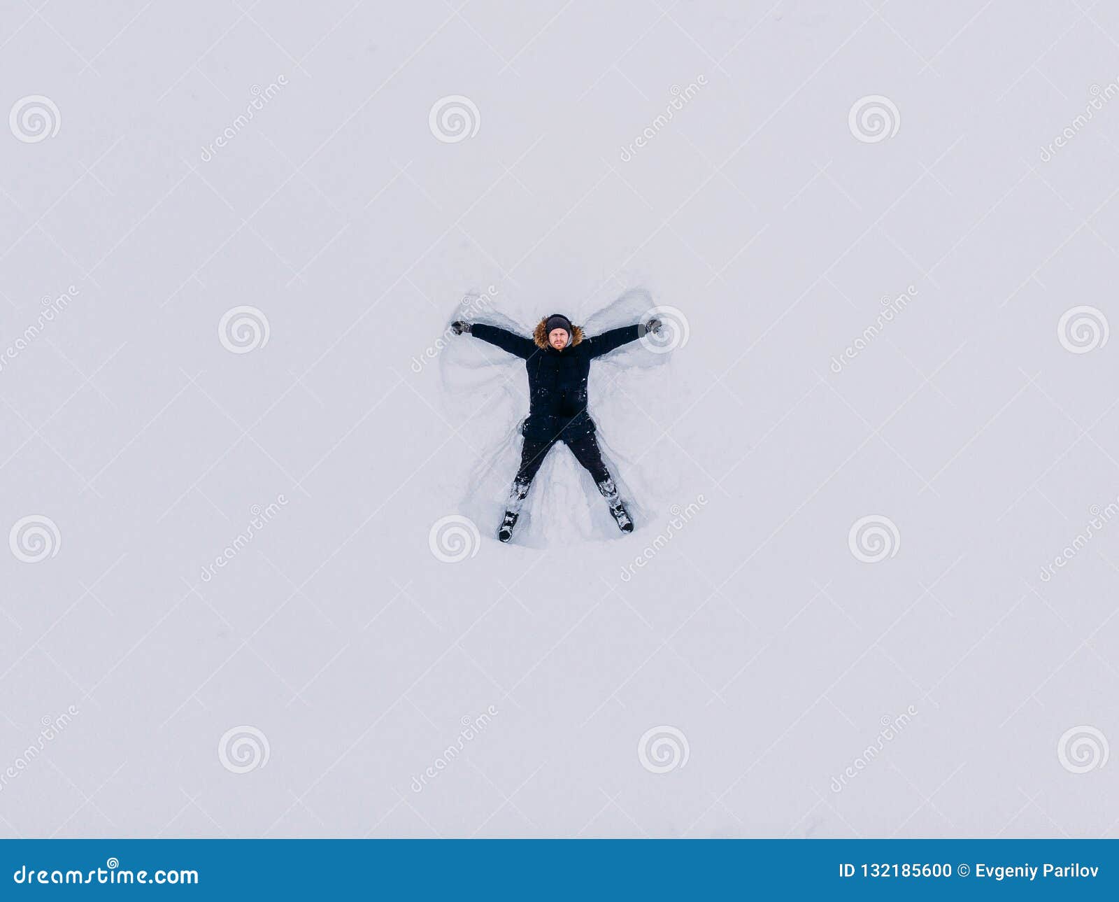 Top View Snow Angel Man in December Stock Photo - Image of view, drone ...