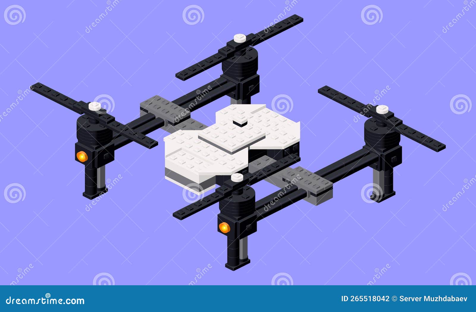 Drone, a Toy Assembled from Plastic Blocks and Isometric Bricks. Vector ...