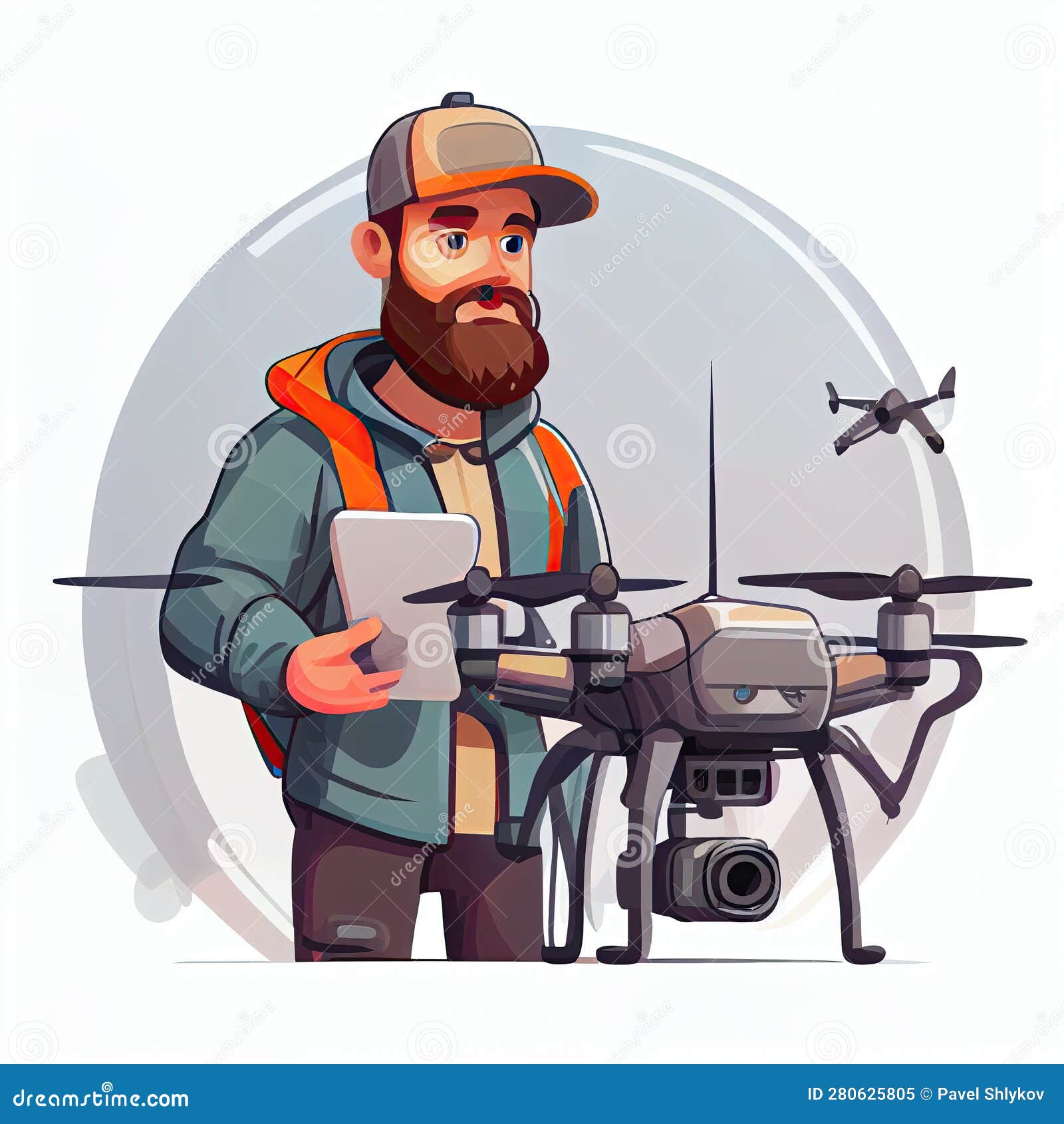 Drone, Unmanned Copter Flight, Pilot Flying Drone Stock Illustration ...