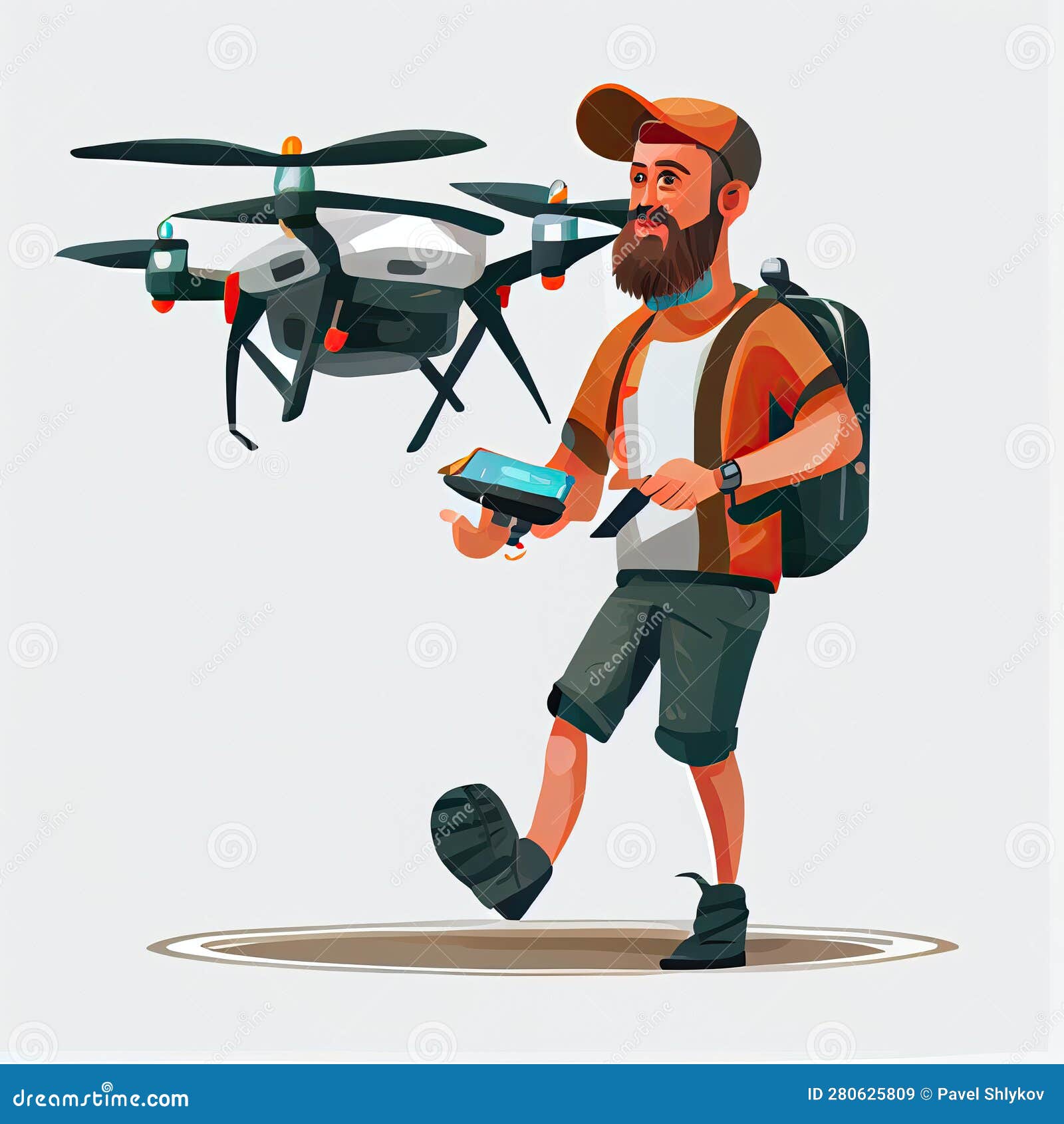 Drone, Unmanned Copter Flight, Pilot Flying Drone Stock Illustration ...